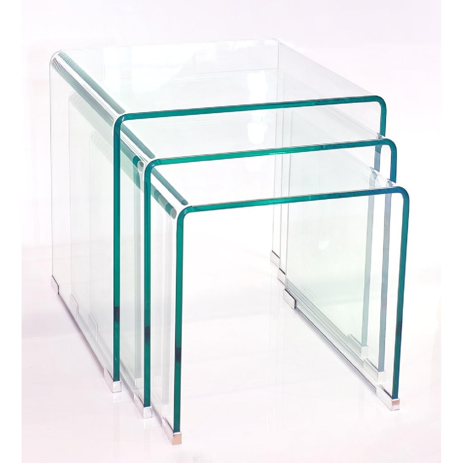 Modern Bent Glass Nesting Tables - AptDeco