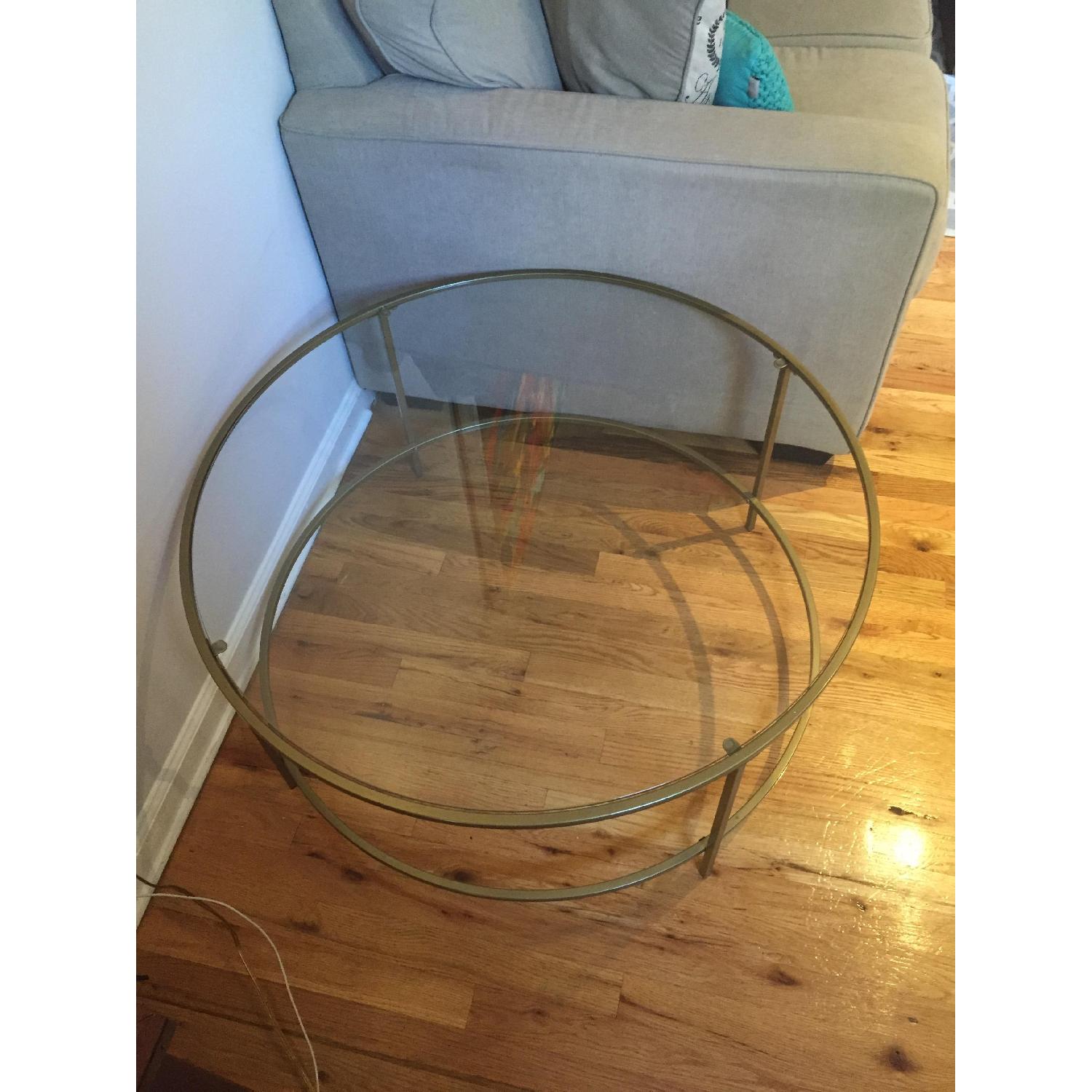 Gold Glass Circle Coffee Table - AptDeco