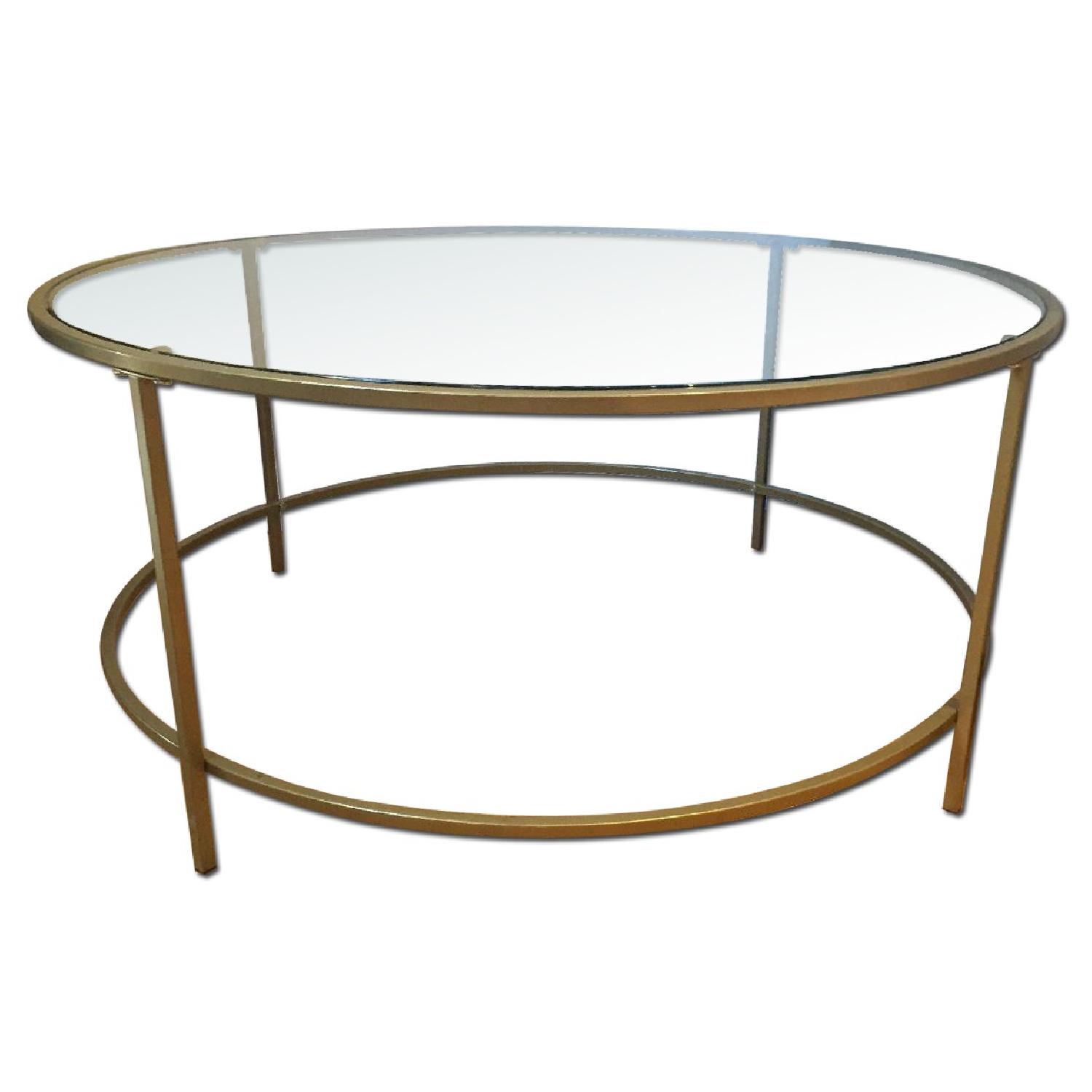 Gold Glass Circle Coffee Table - AptDeco