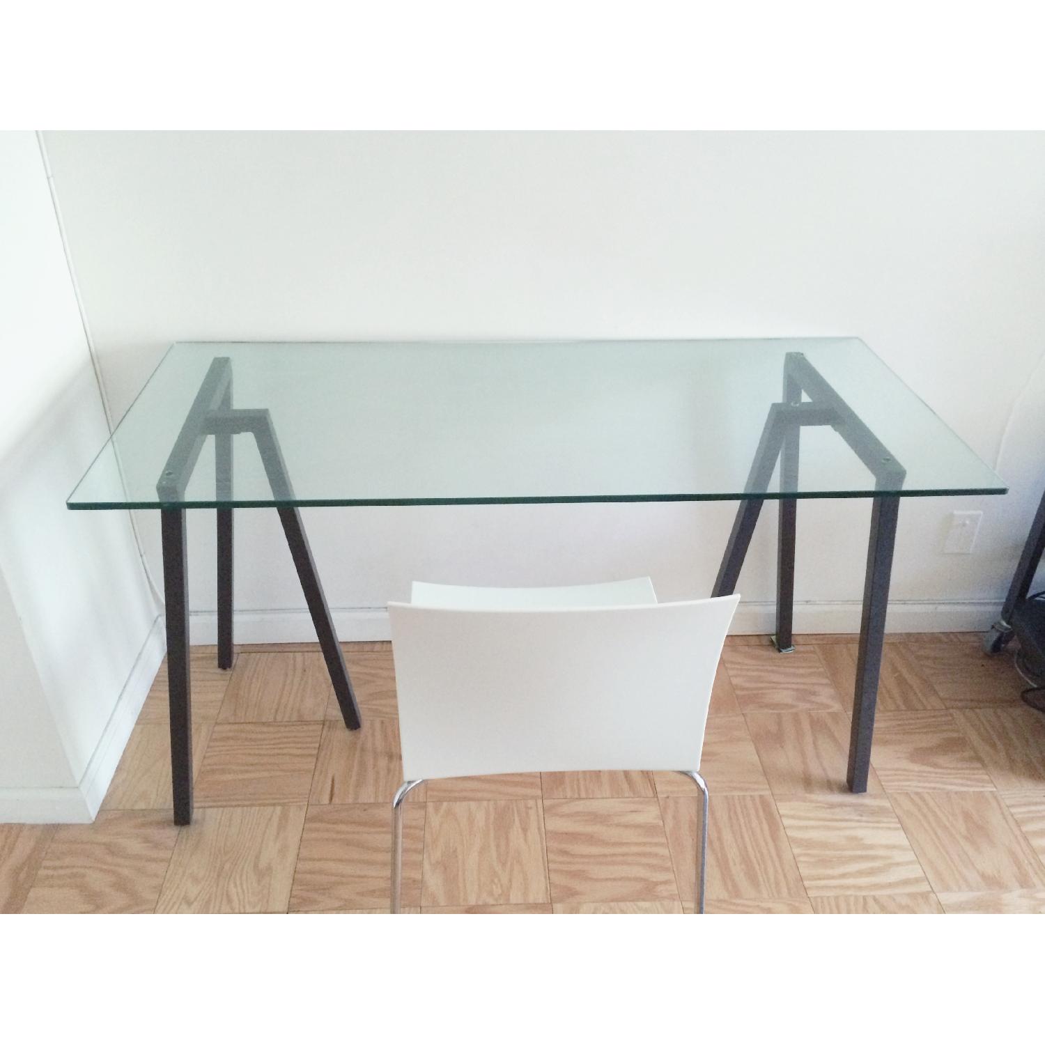 West Elm Glass Top Desk - AptDeco