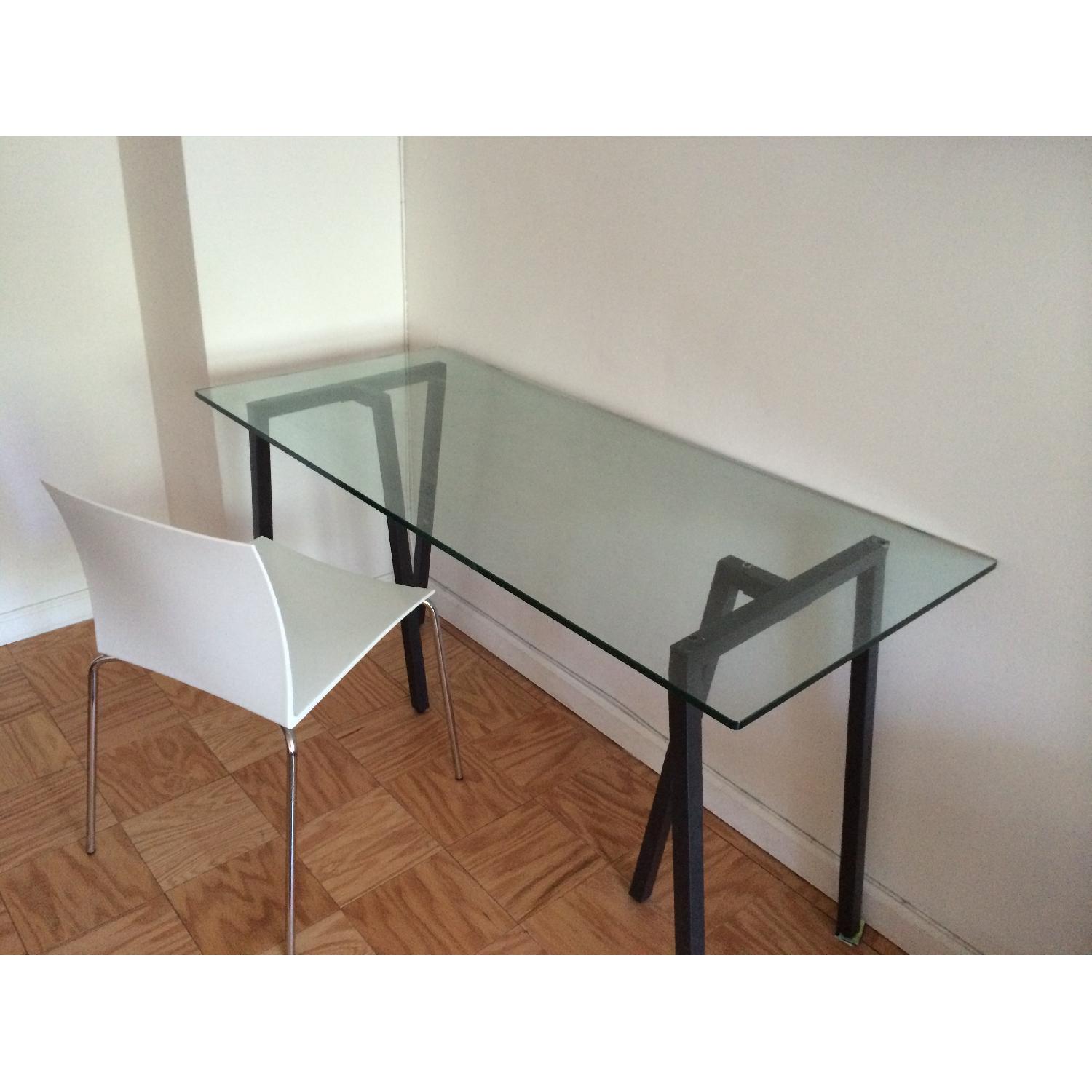 West Elm Glass Top Desk - AptDeco