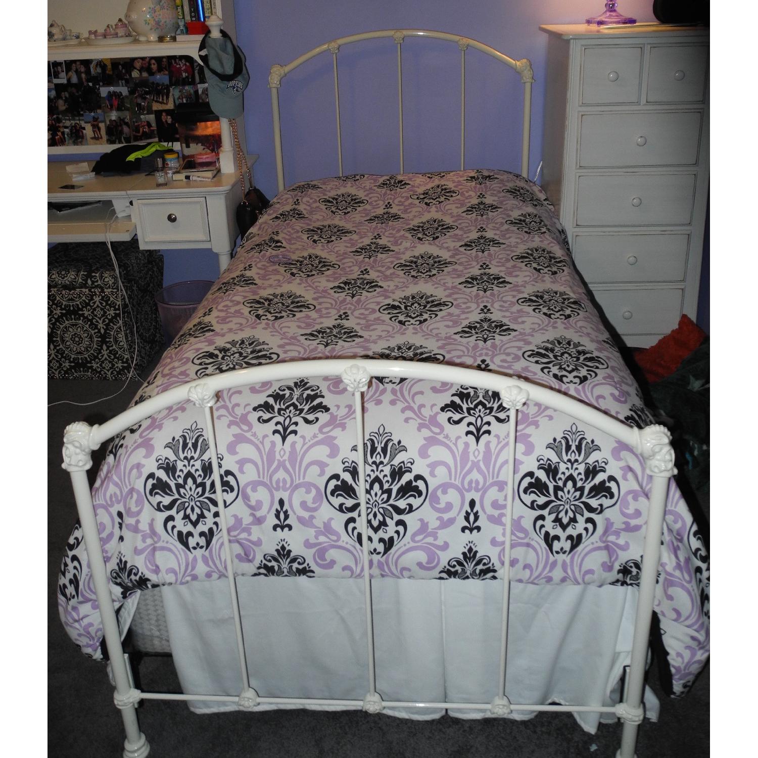 Wesley Allen White Wrought Iron Twin Bed Frame - AptDeco