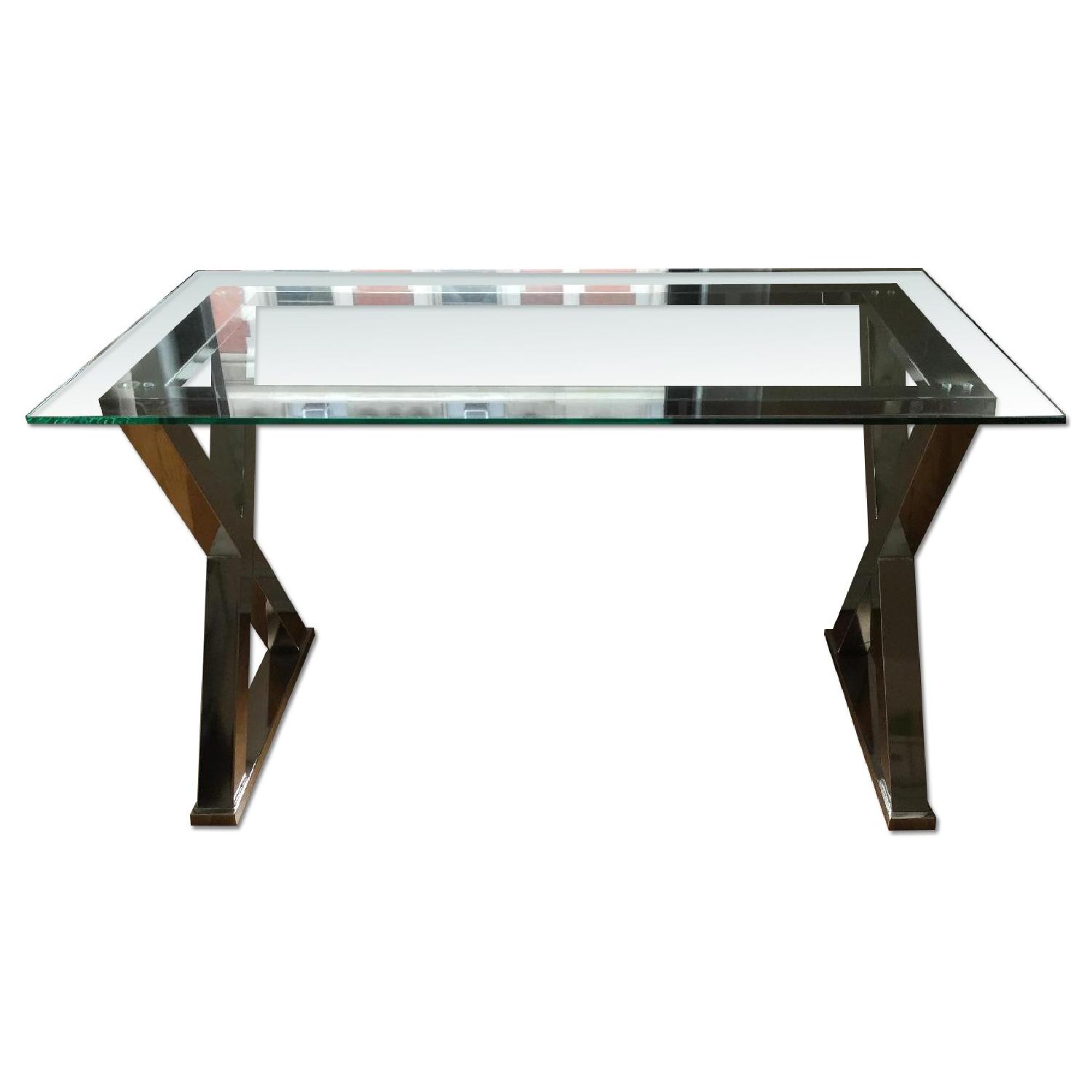Pottery Barn Glass & Chrome Ava Desk - AptDeco