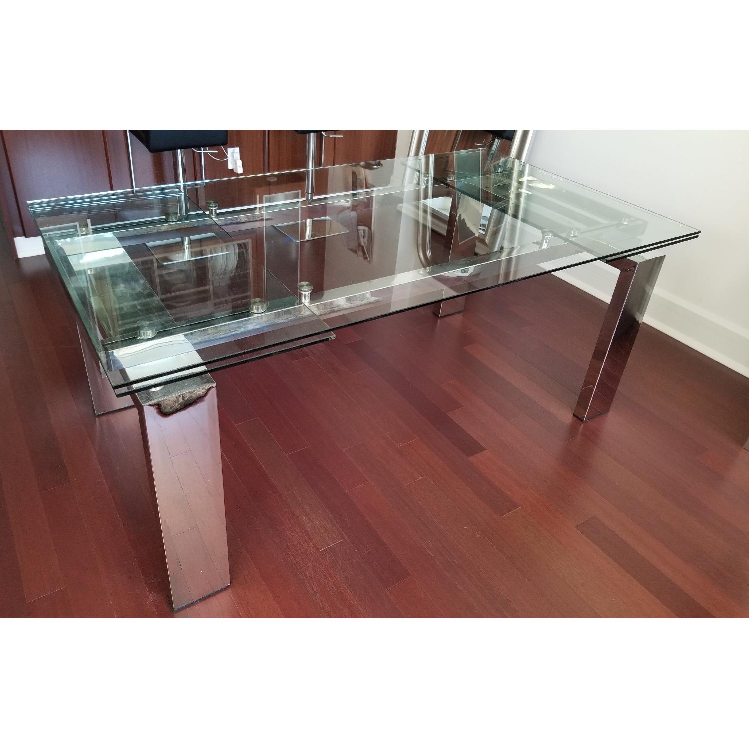 Expandable Glass Top Dining Table - AptDeco