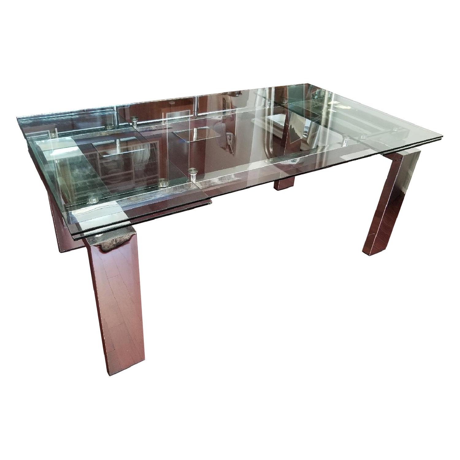 Expandable Glass Top Dining Table - AptDeco