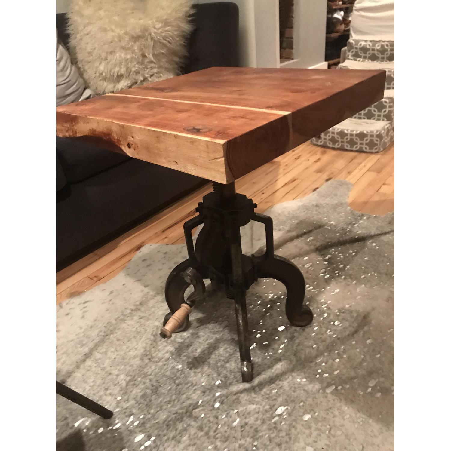 Metal & Wood Crank Coffee Table - AptDeco