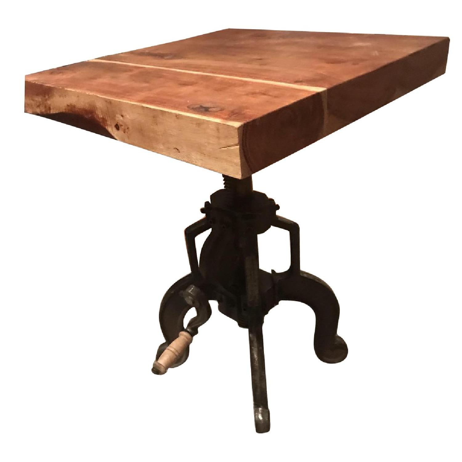 Metal & Wood Crank Coffee Table - AptDeco