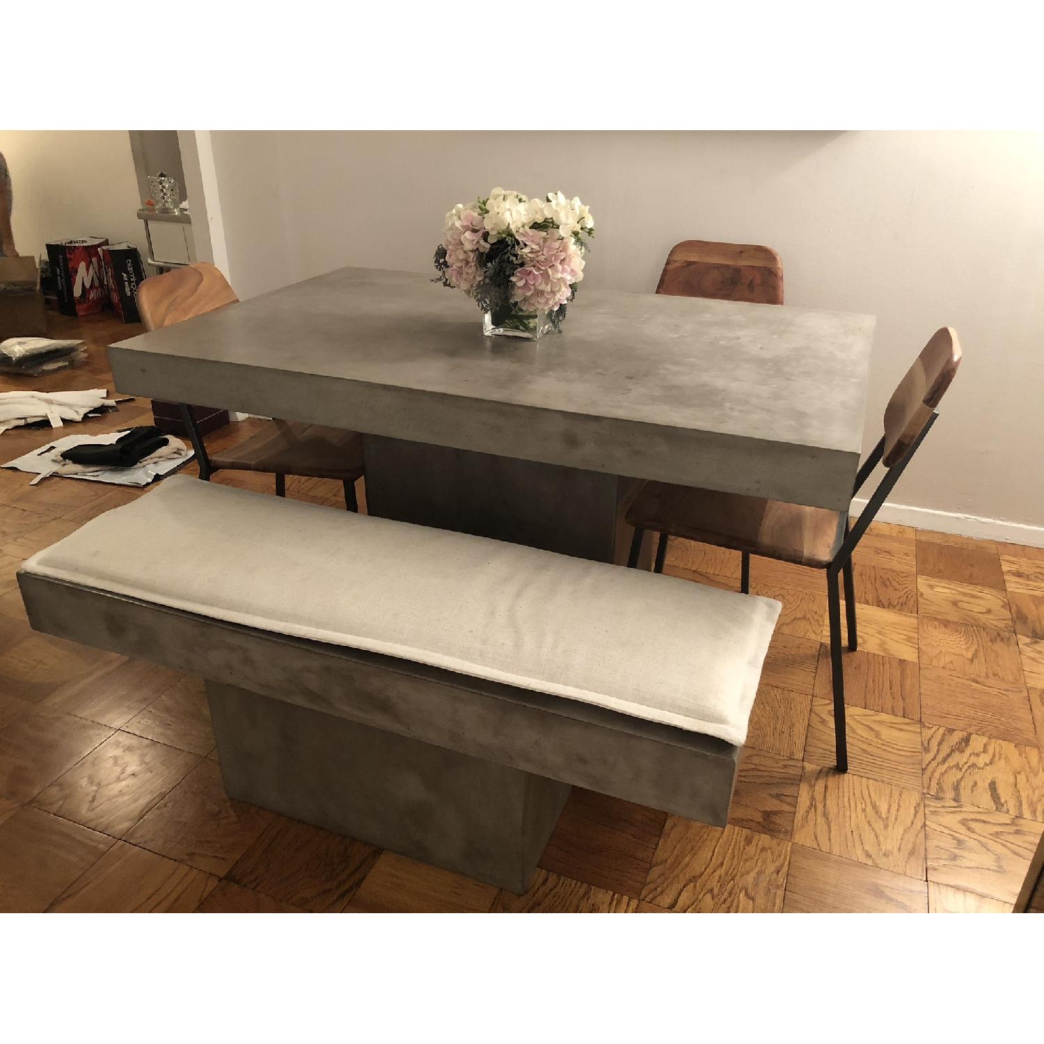 CB2 Fuze Stone Dining Table w/ 1 Bench & 4 Chairs - AptDeco