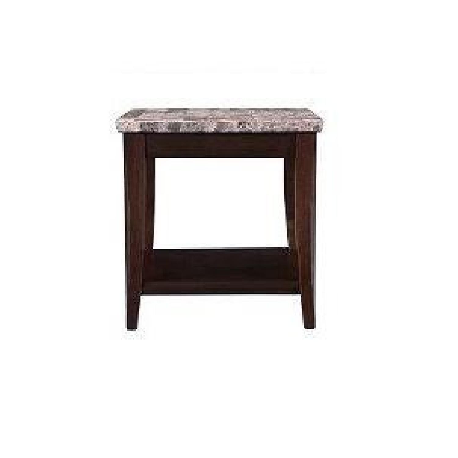 Raymour & Flanigan Dark Cherry Granite End Table - AptDeco