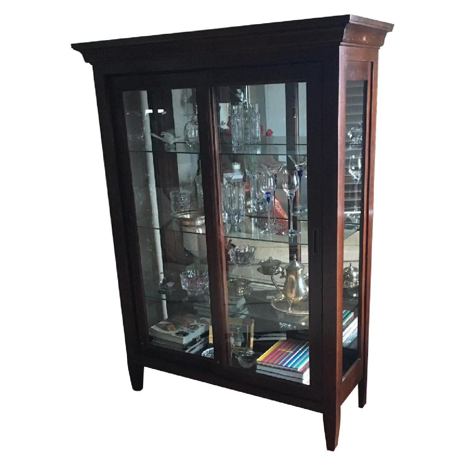 Cherry Wood Curio Cabinet - AptDeco