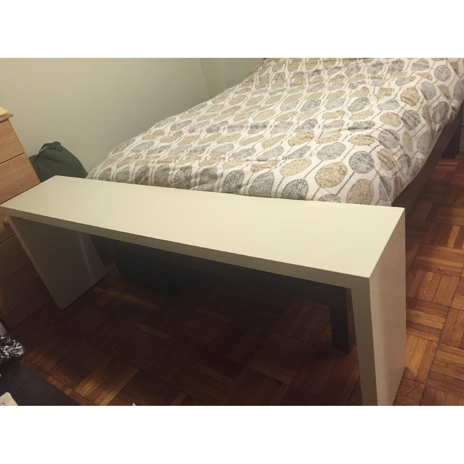Ikea White Long Table w/ Wheels - AptDeco