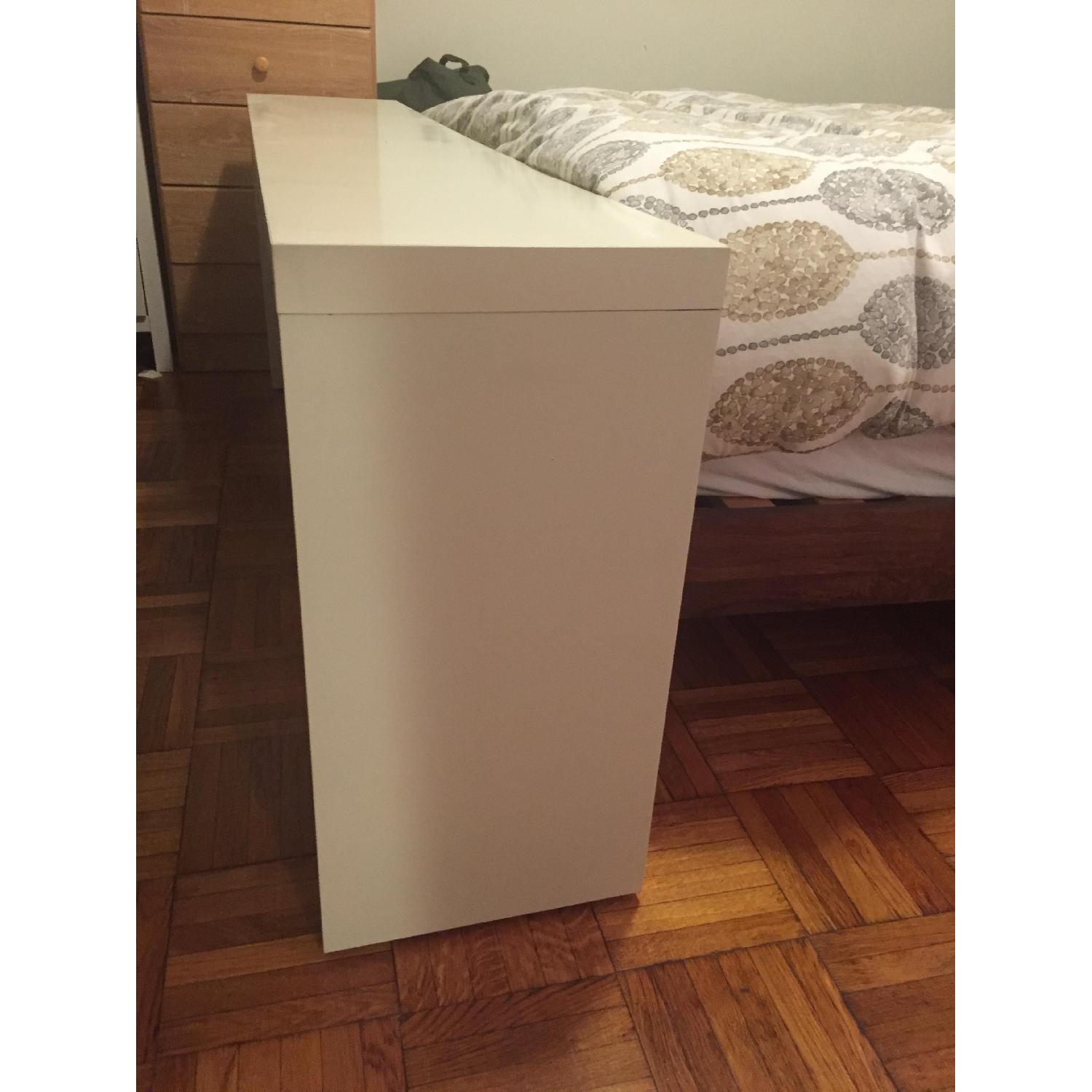 Ikea White Long Table w/ Wheels - AptDeco