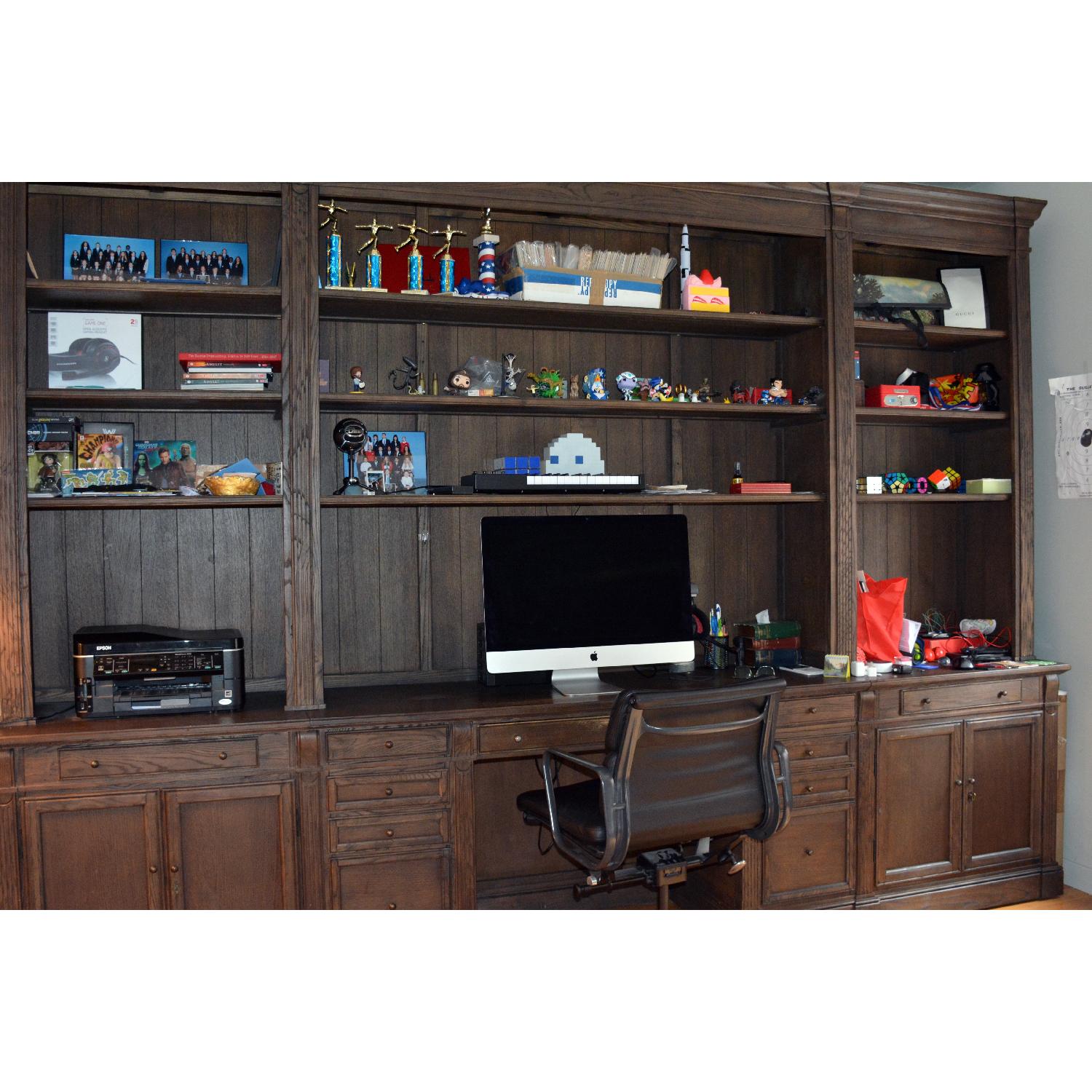 Restoration Hardware Library Desk Wall Unit in Brown Oak - AptDeco