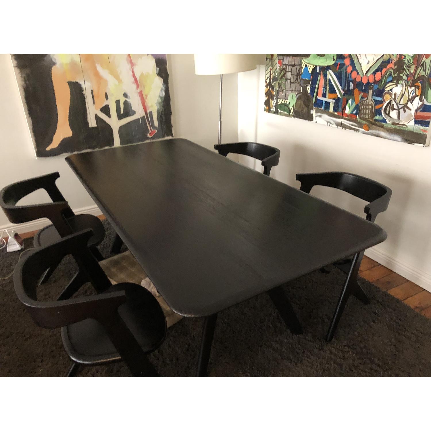 Tom Dixon Black Slab Dining Table w/ 4 Chairs - AptDeco