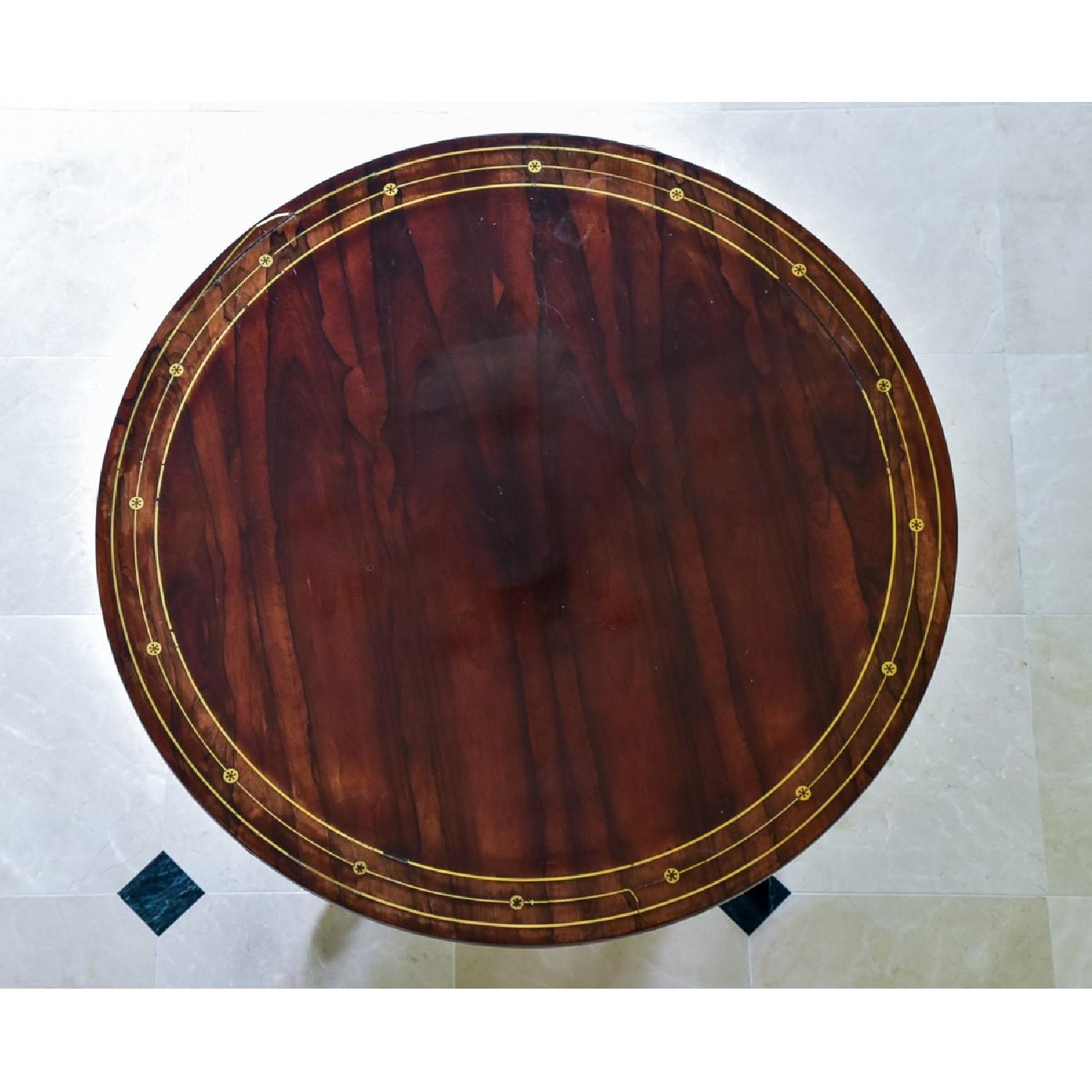 Antique Brass Inlaid Circular Breakfast Table - AptDeco