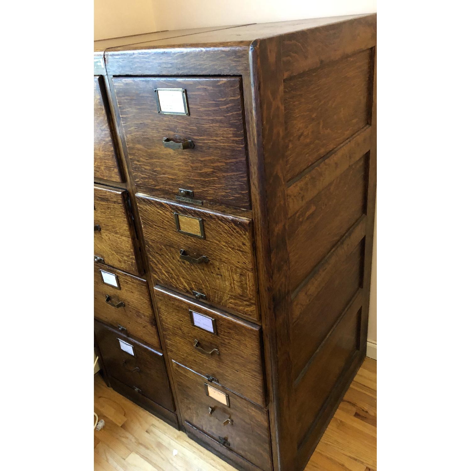 Antique Twin Solid Oak File Cabinets - AptDeco