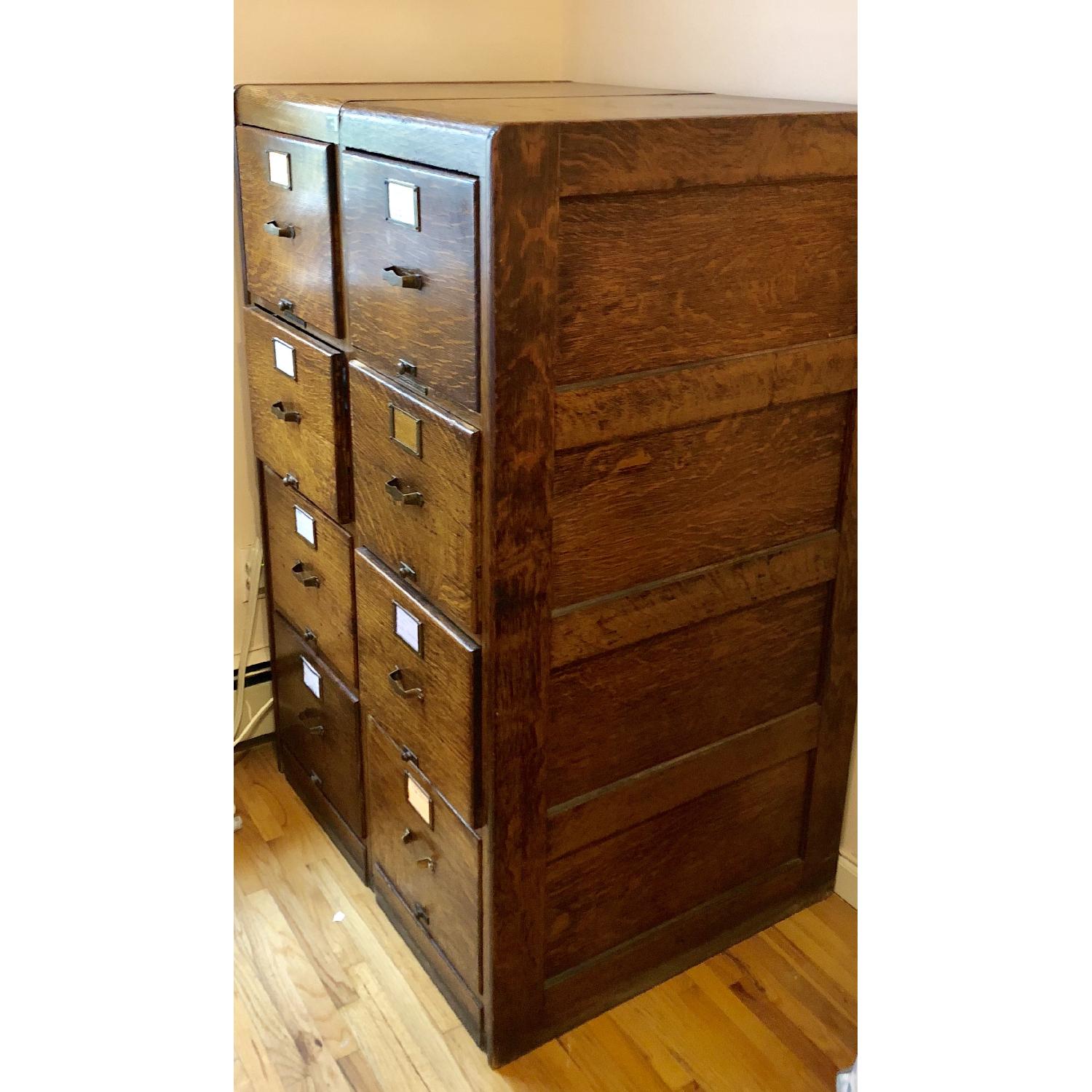Antique Twin Solid Oak File Cabinets - AptDeco