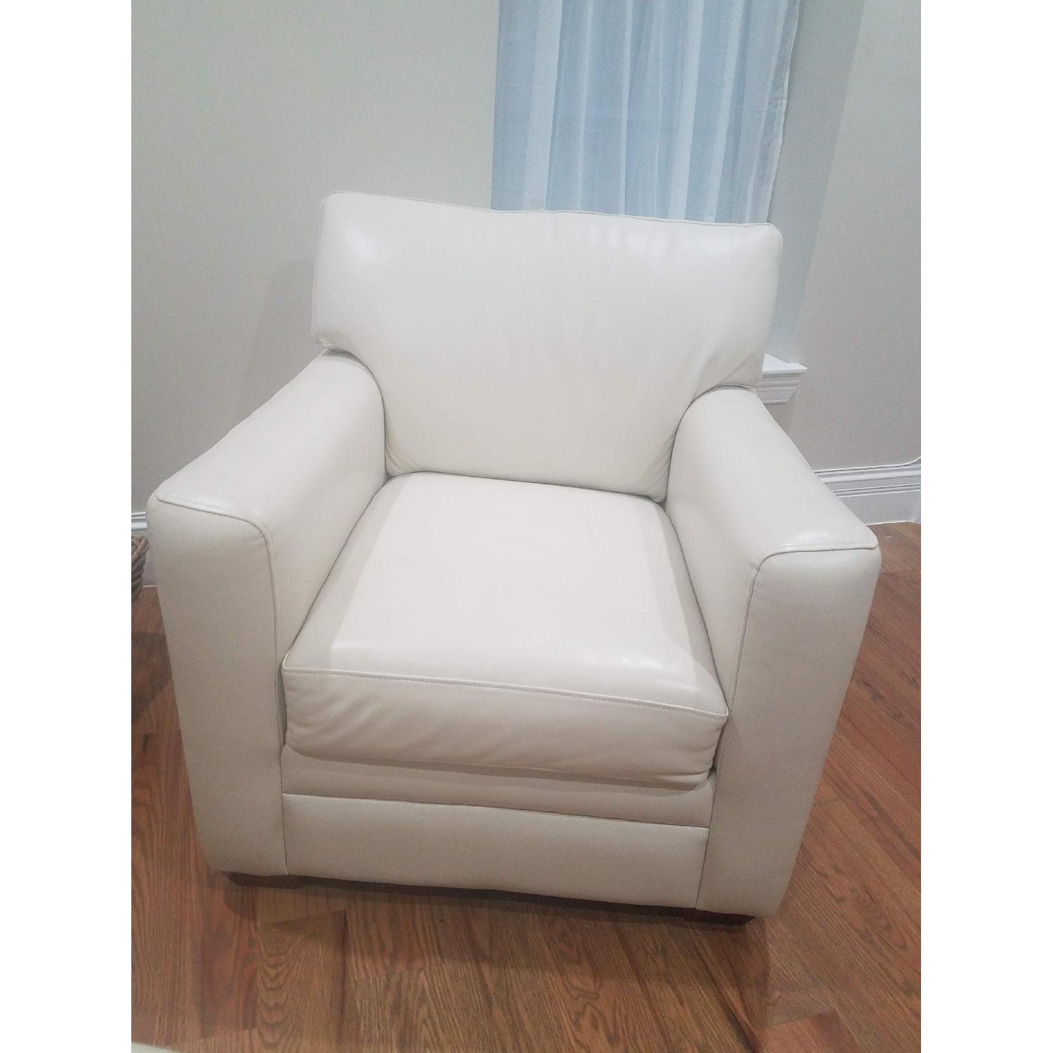 Off White Leather Arm Chair - AptDeco
