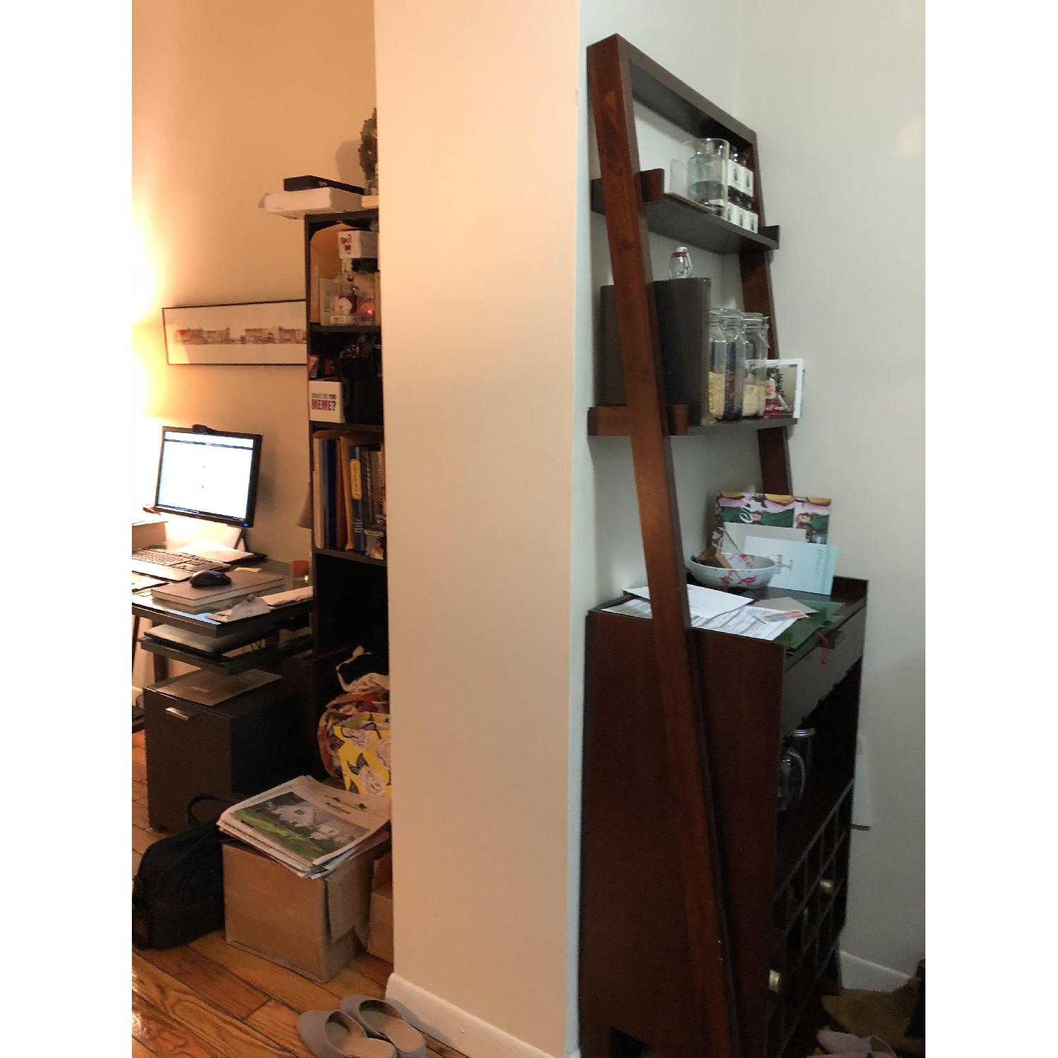 Leaning Wood Bar Cabinet - AptDeco