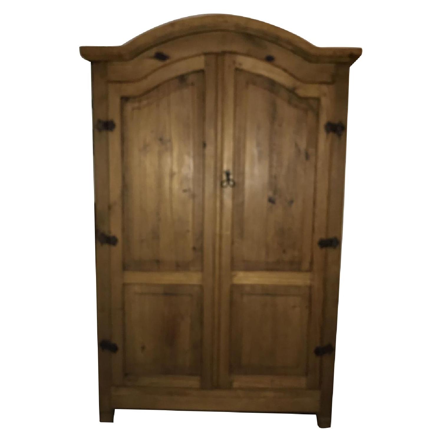 Pottery Barn Rustic Pine Armoire - AptDeco