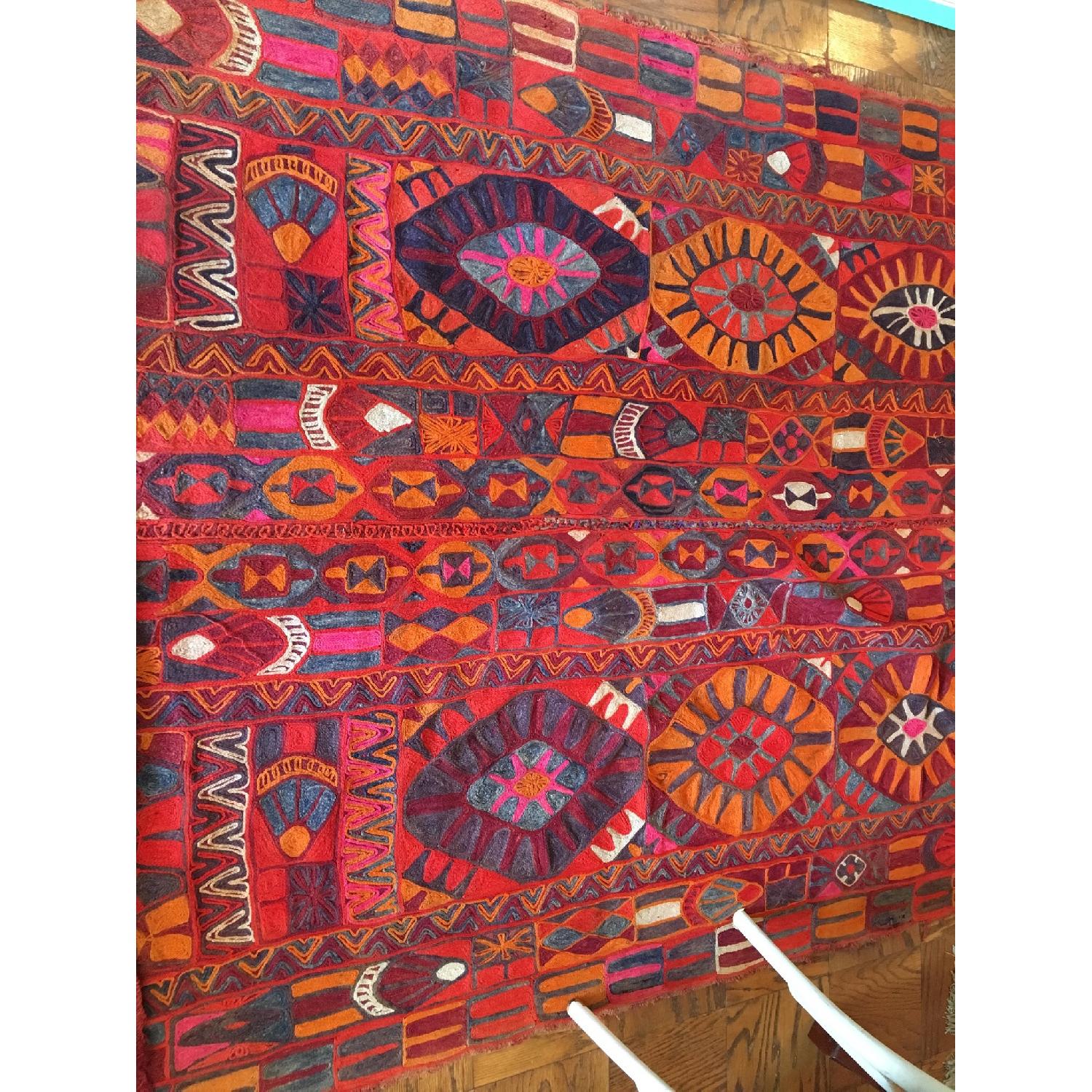 Antique Colorful Flat Weave Area Rug/Kilim - AptDeco