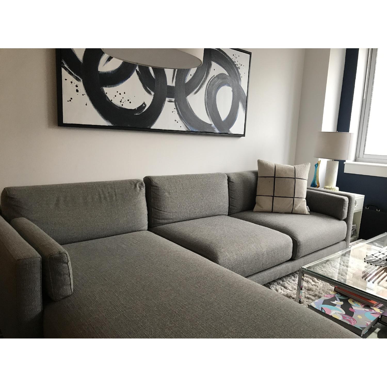 CB2 District 2-Piece Gray Sectional Sofa - AptDeco