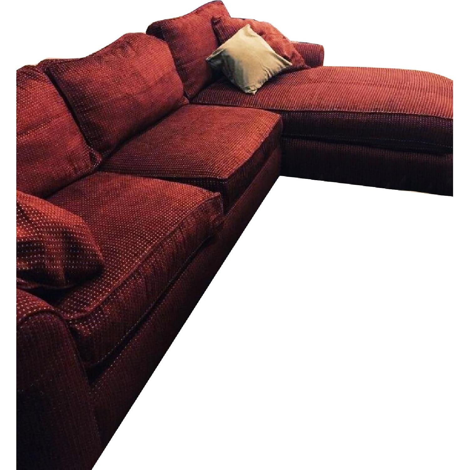 Custom Hand-Stitched Burgundy Sectional Sofa - AptDeco