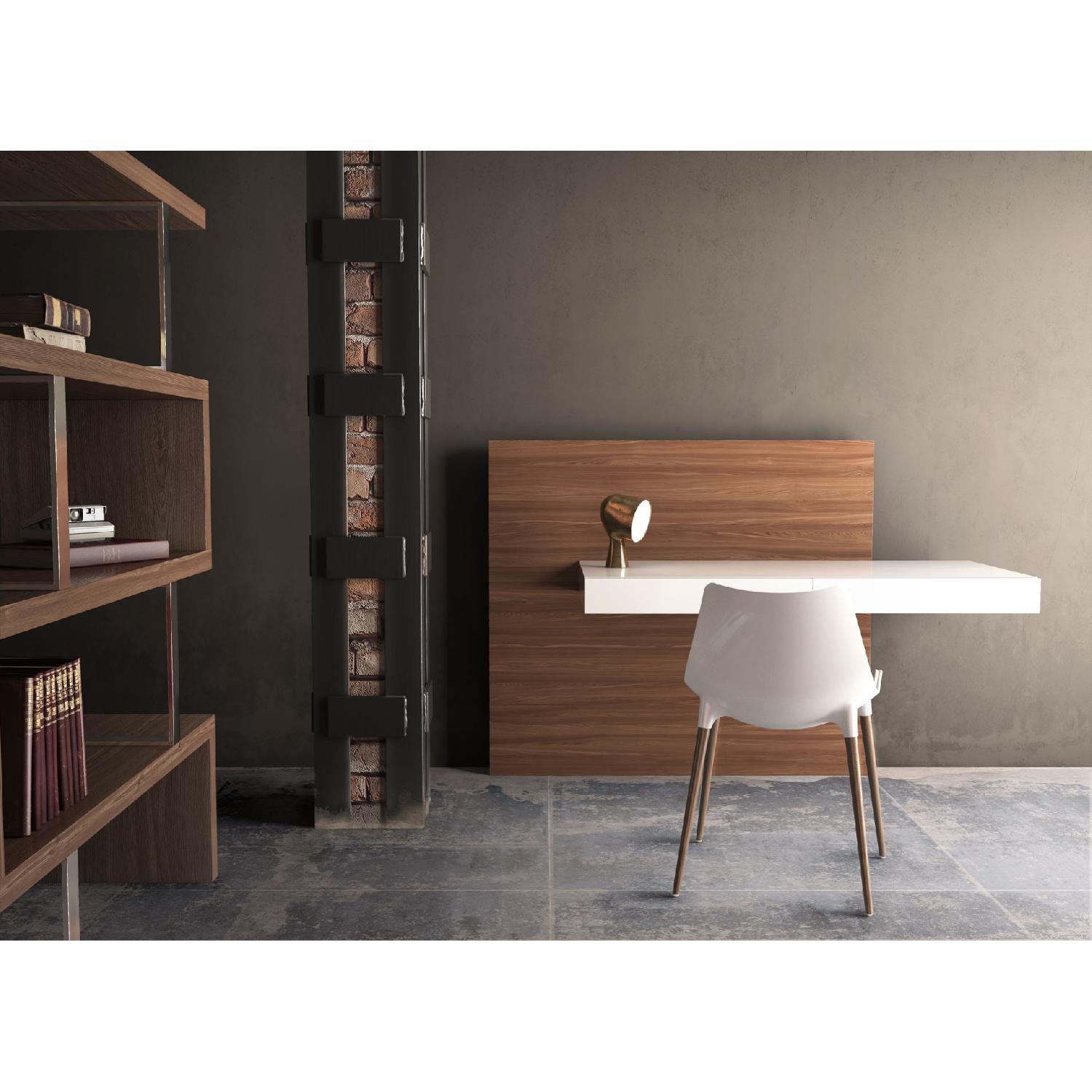 Modloft Floating Cantilever Walnut/White Walker Desk - AptDeco