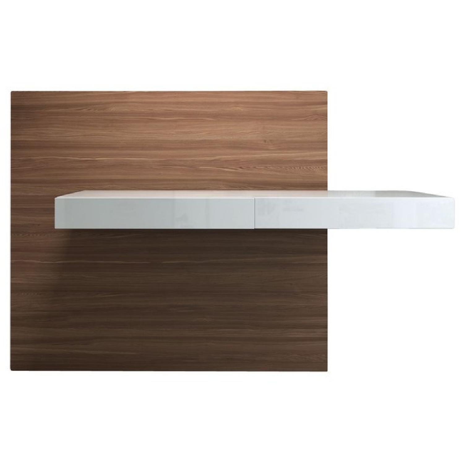 Modloft Floating Cantilever Walnut/White Walker Desk - AptDeco
