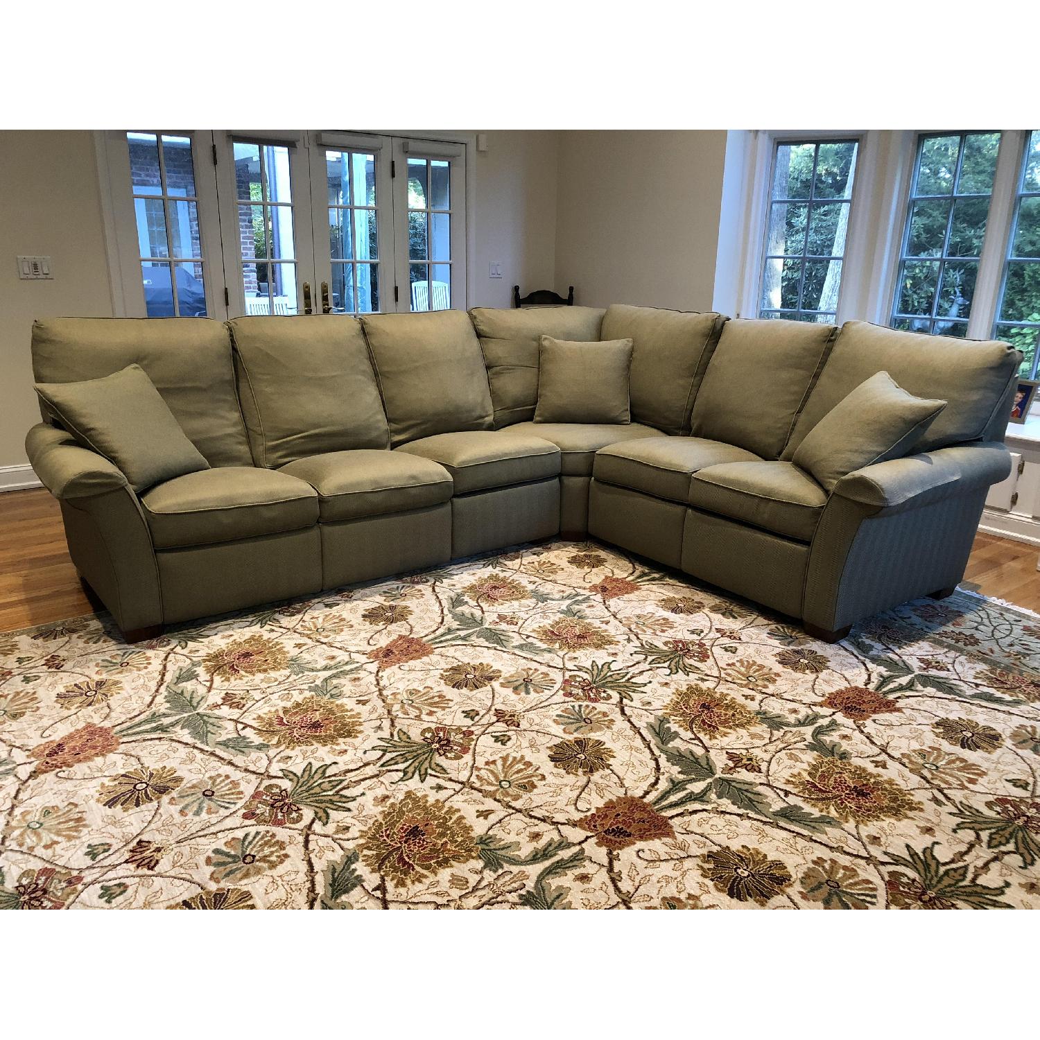 Stickley and Audi 3 Piece Green Reclining Sectional Sofa - AptDeco