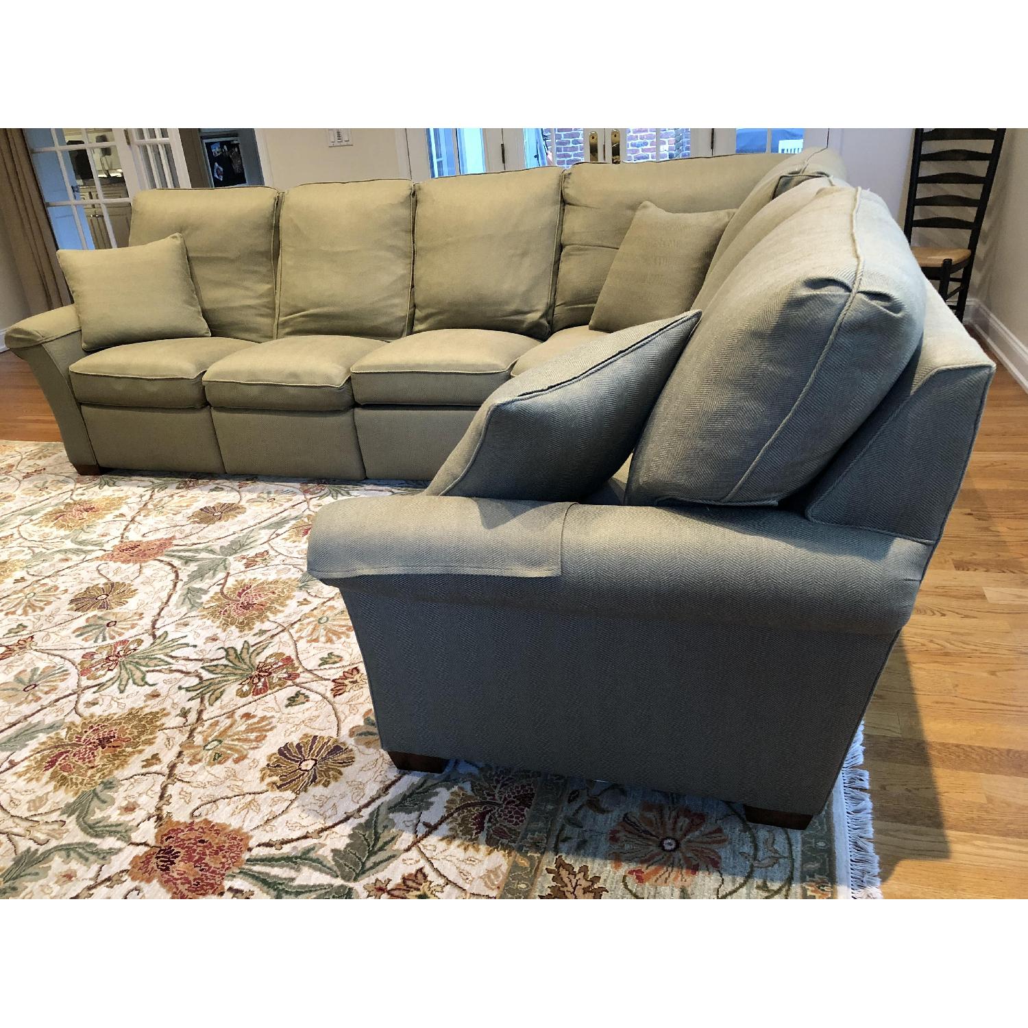 Stickley and Audi 3 Piece Green Reclining Sectional Sofa - AptDeco