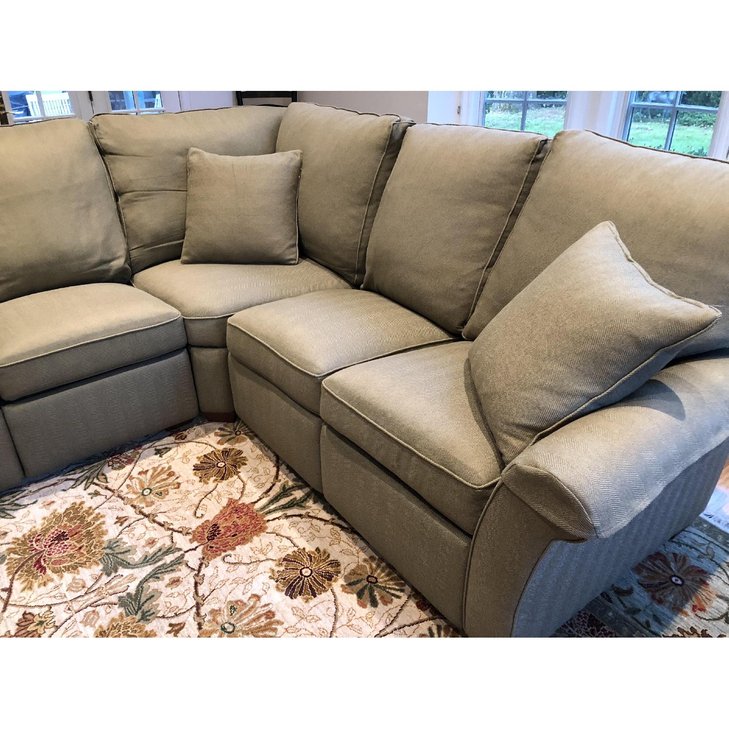 Stickley and Audi 3 Piece Green Reclining Sectional Sofa - AptDeco