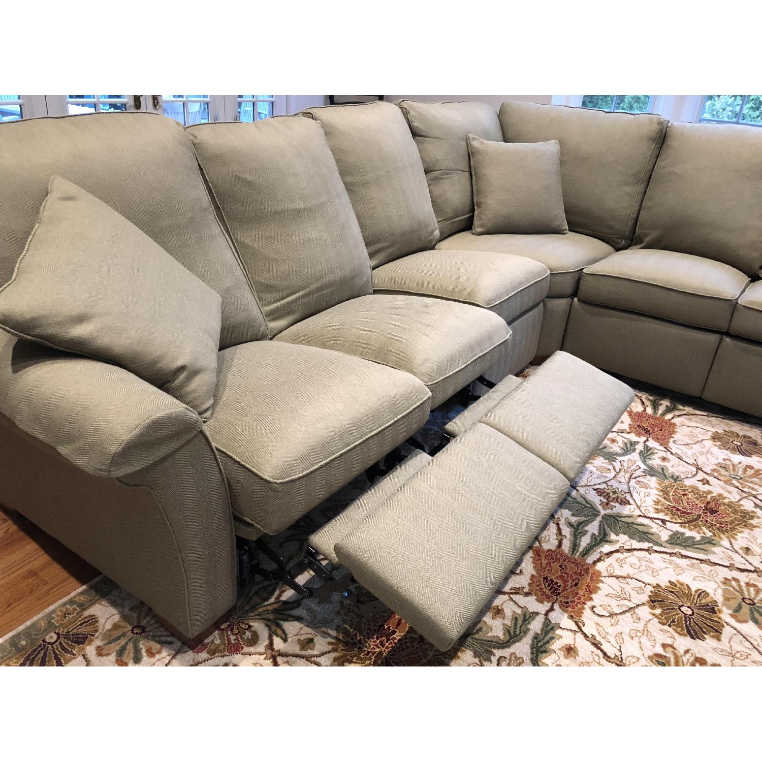 Stickley and Audi 3 Piece Green Reclining Sectional Sofa - AptDeco