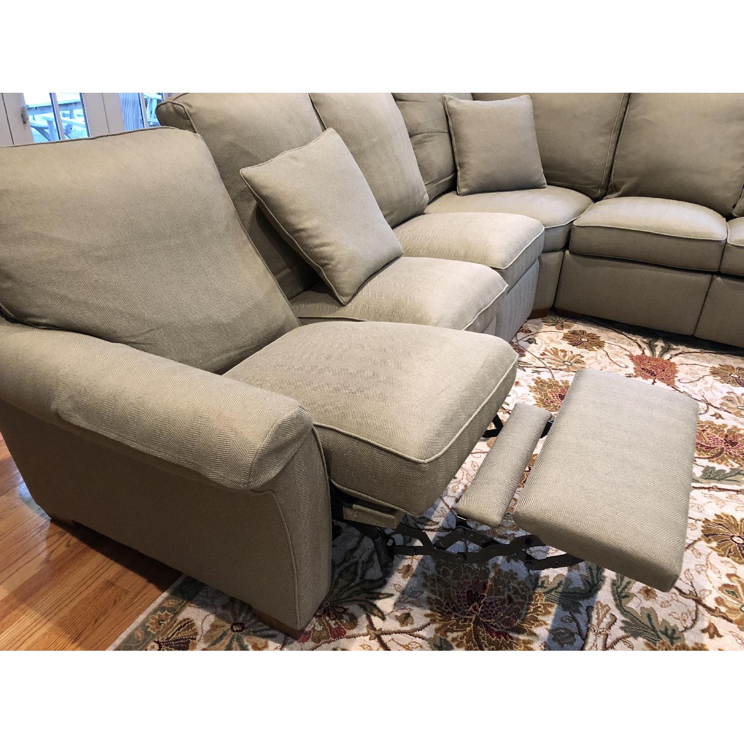 Stickley and Audi 3 Piece Green Reclining Sectional Sofa - AptDeco