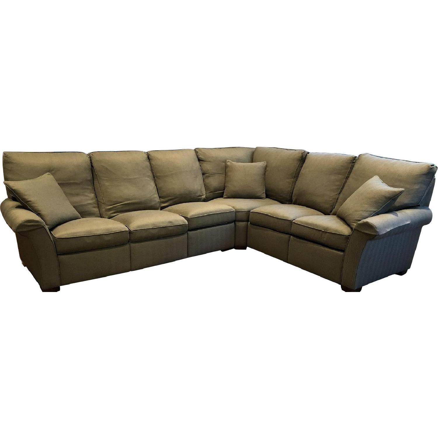 Stickley and Audi 3 Piece Green Reclining Sectional Sofa - AptDeco