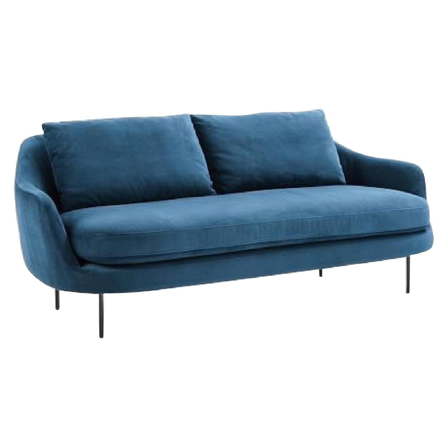 West Elm Esme Sofa in Performance Velvet Lagoon - AptDeco