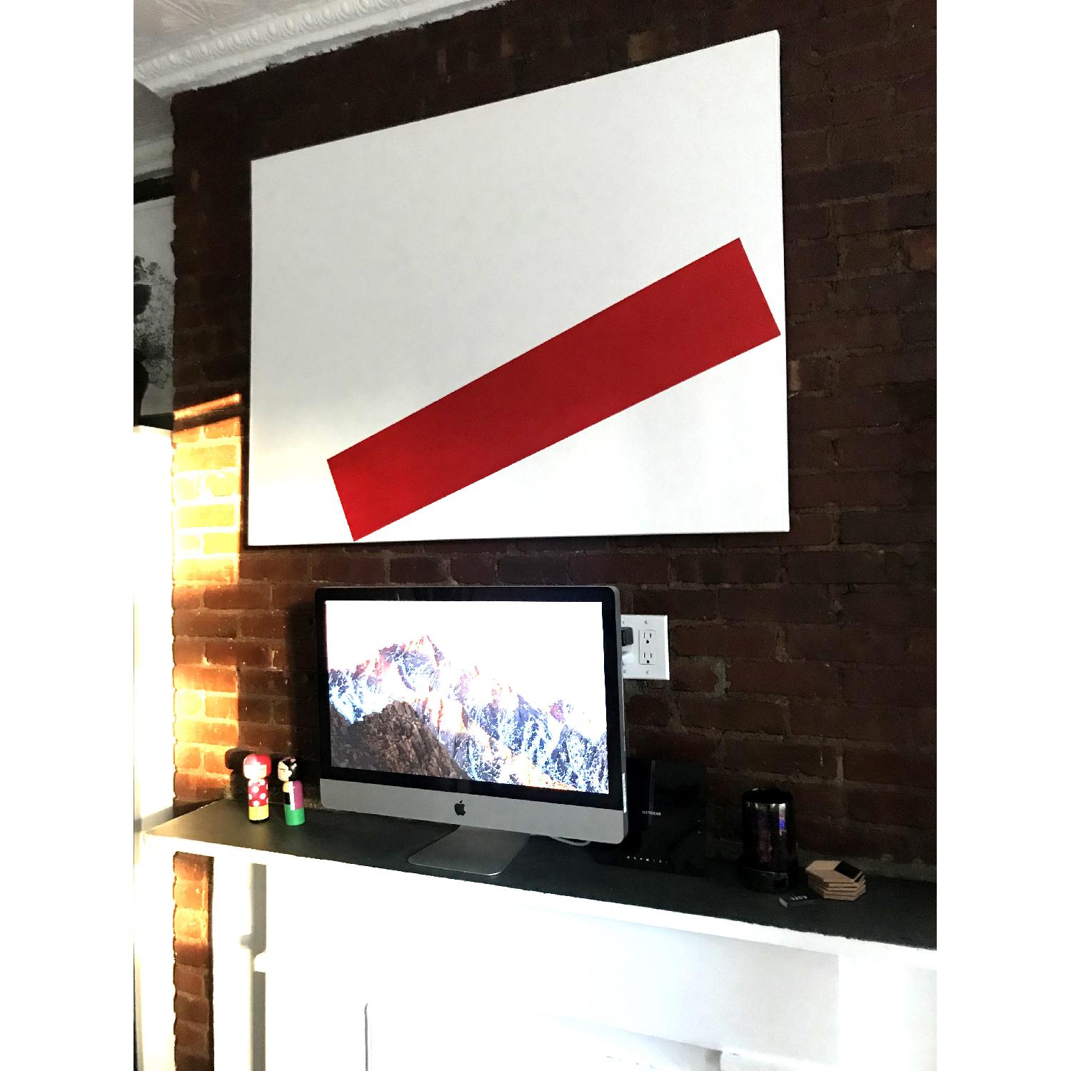 Red Rectangle Original Painting Acrylic on Canvas - AptDeco