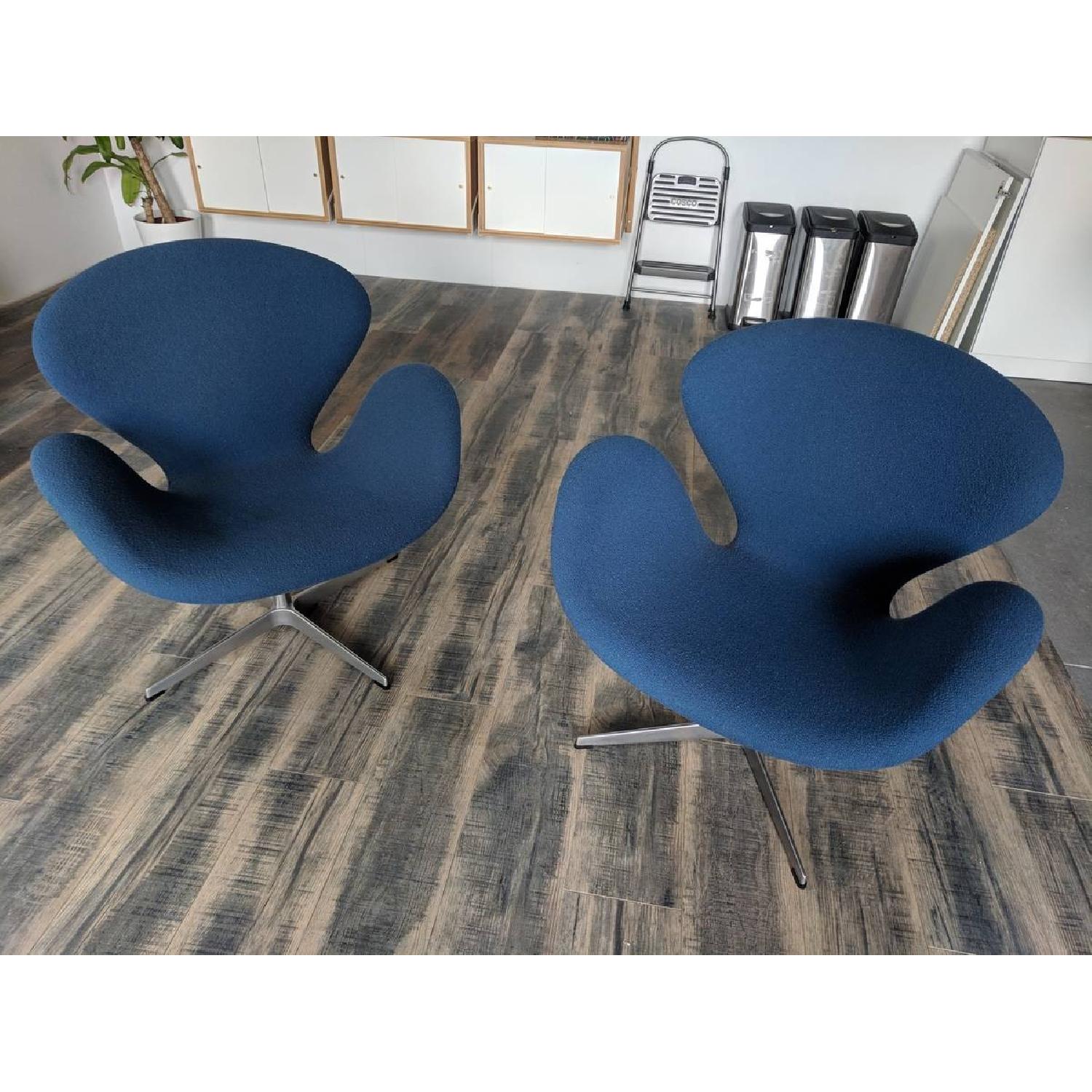 Arne Jacobsen Blue Swan Chairs - AptDeco