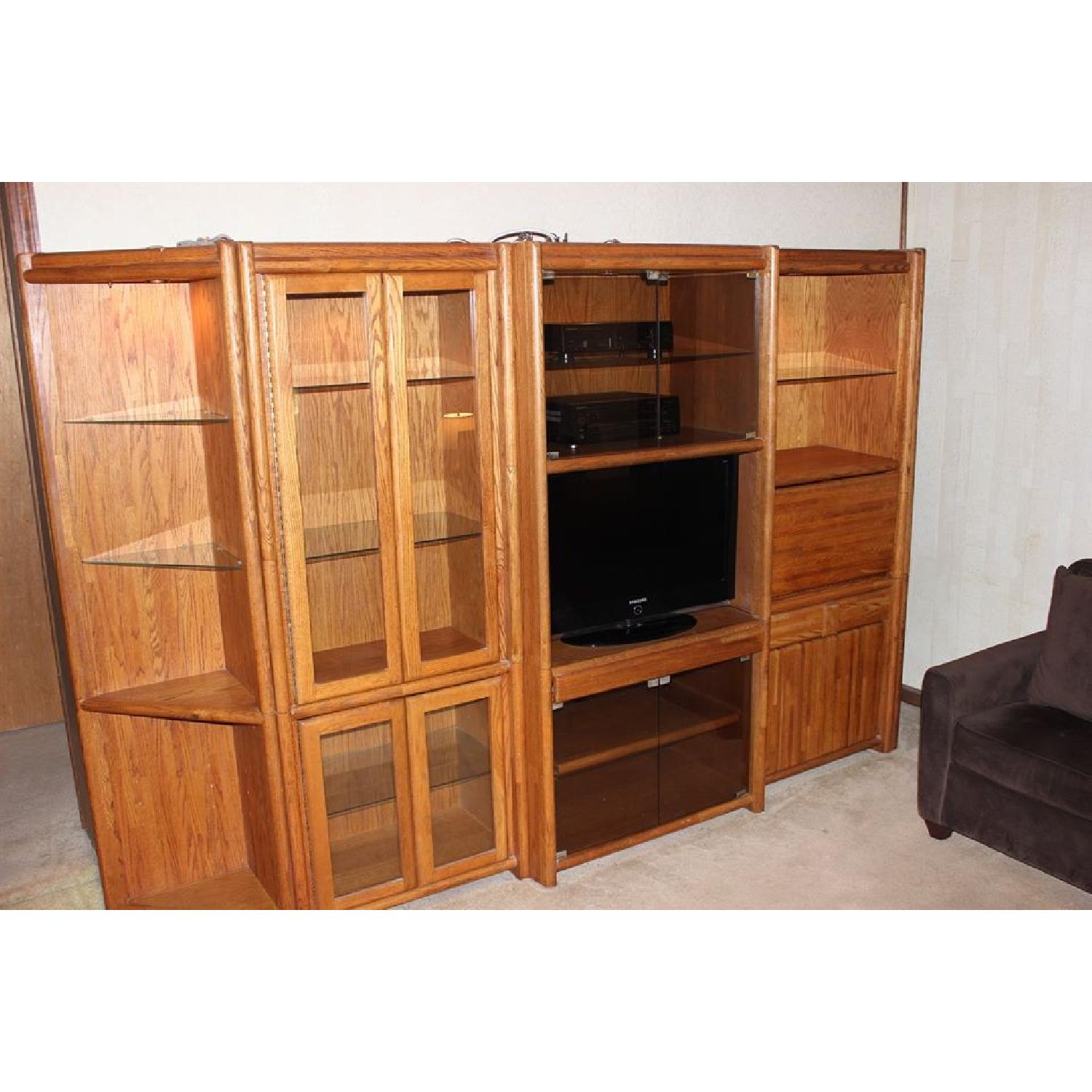 5 Piece Solid Oak Wall Unit Set - AptDeco