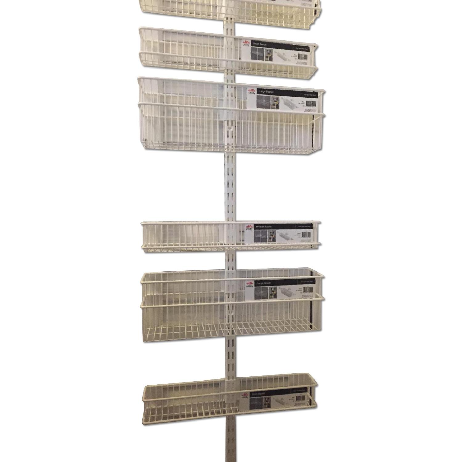 Container Store White Elfa Storage w/ 6 Baskets - AptDeco