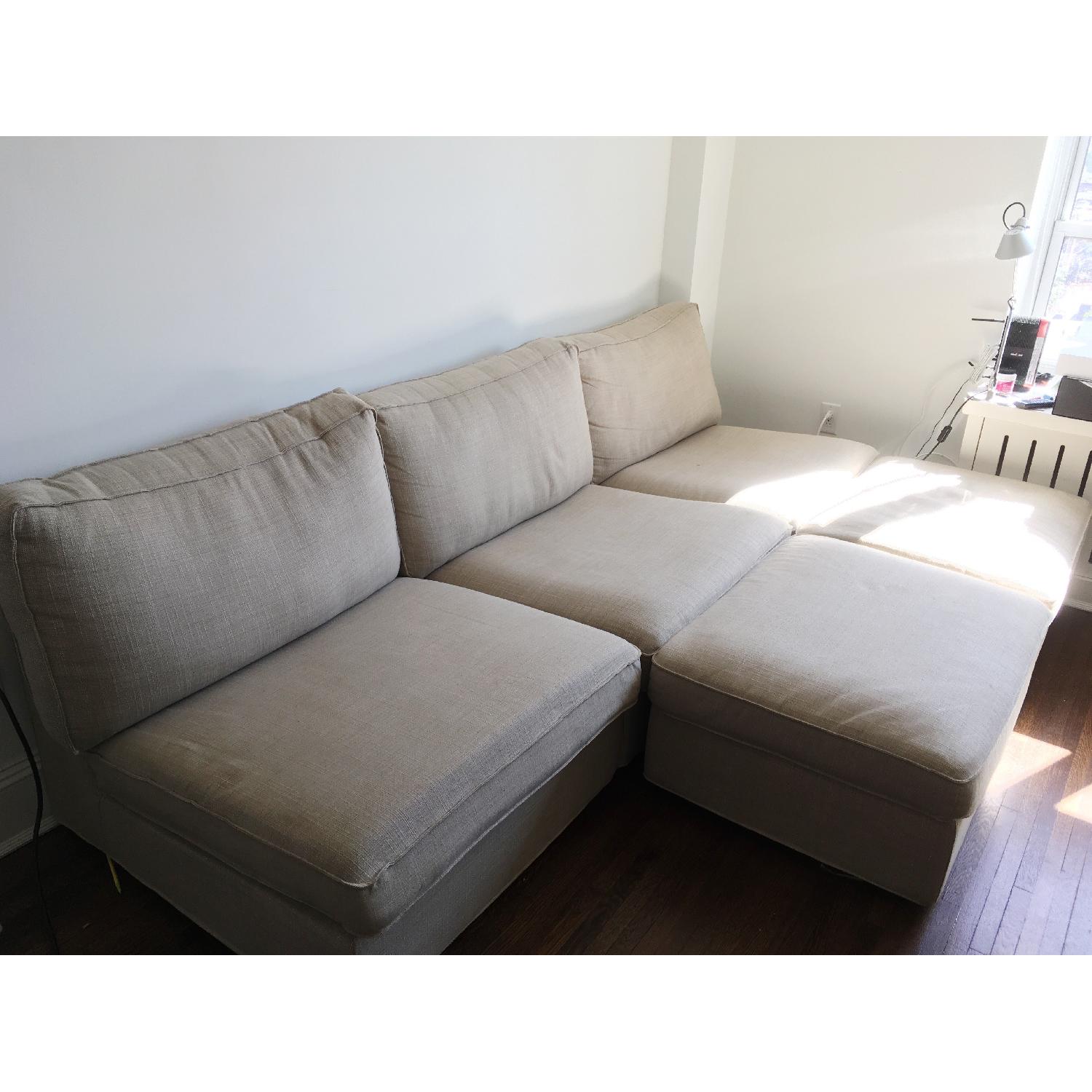 Ikea Kivik Beige Sectional Sofa & Ottoman - AptDeco