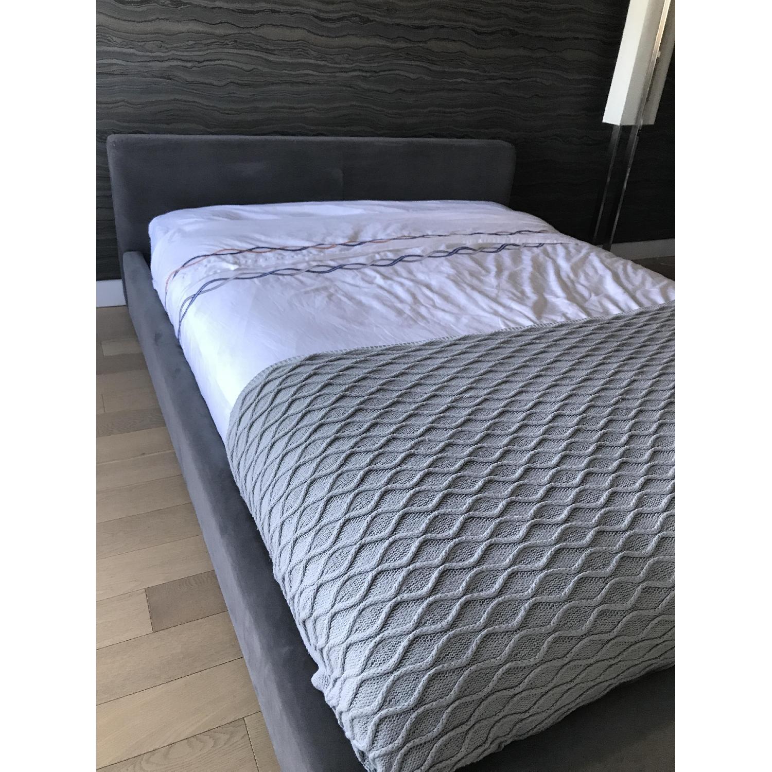 CB2 Facade Microsuede Gray Queen Bed - AptDeco