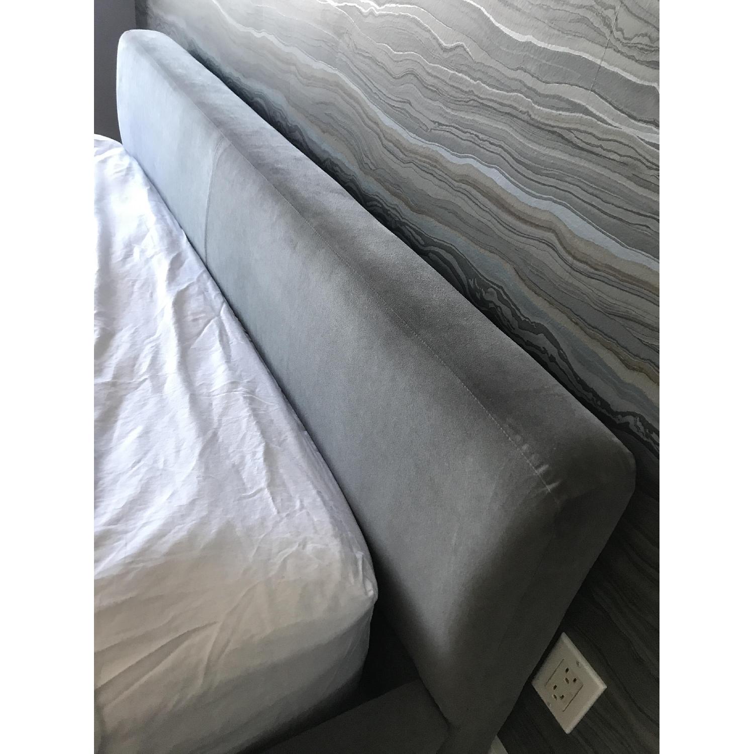 CB2 Facade Microsuede Gray Queen Bed - AptDeco