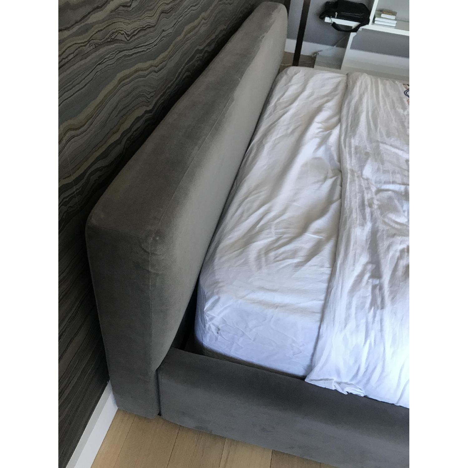 CB2 Facade Microsuede Gray Queen Bed - AptDeco