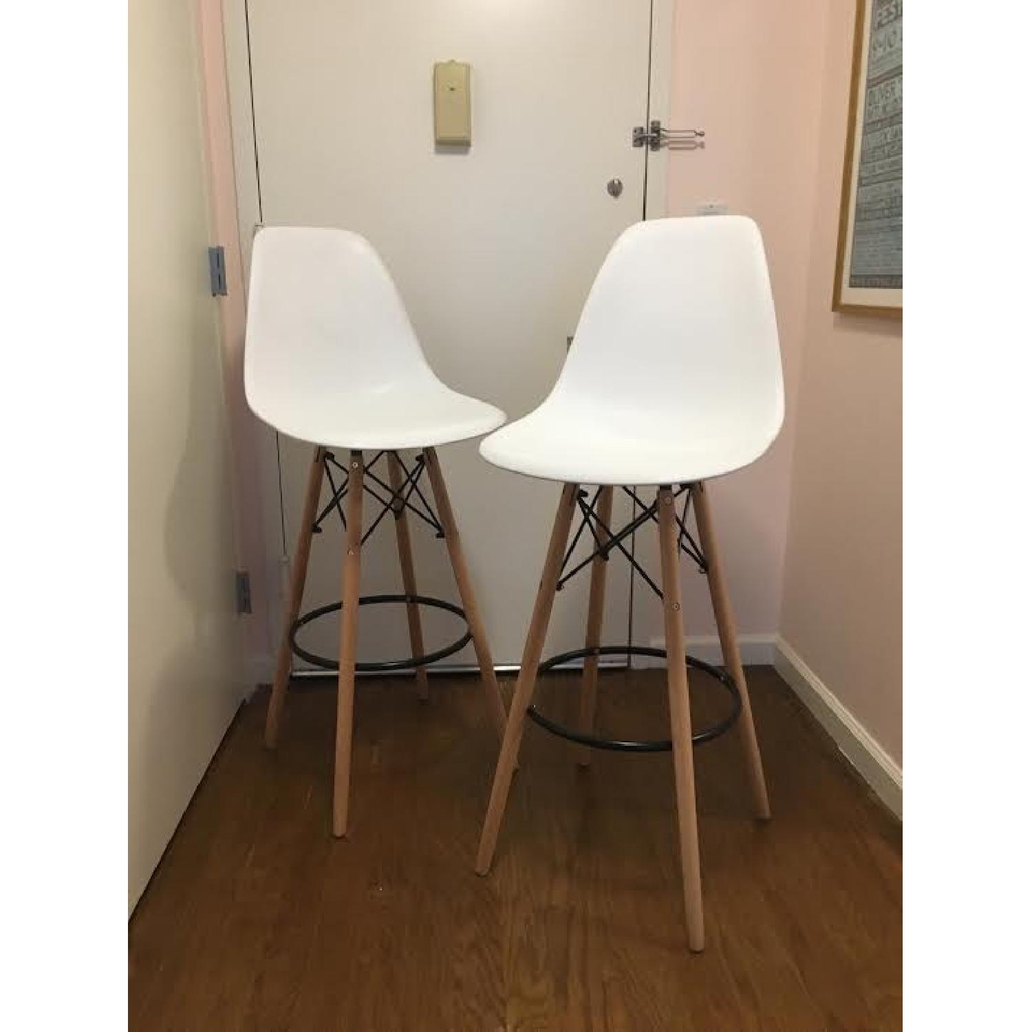 Eames Molded Plastic Counter Stools w/ Dowel Legs - AptDeco