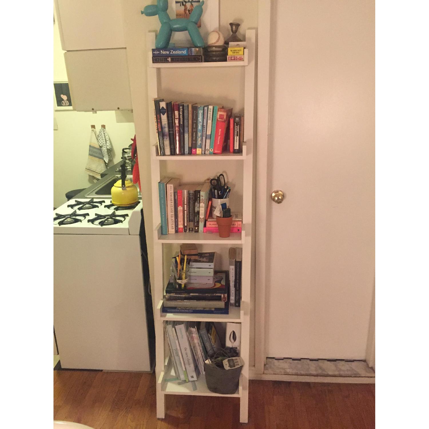 Container Store Leaning Bookshelf in White - AptDeco