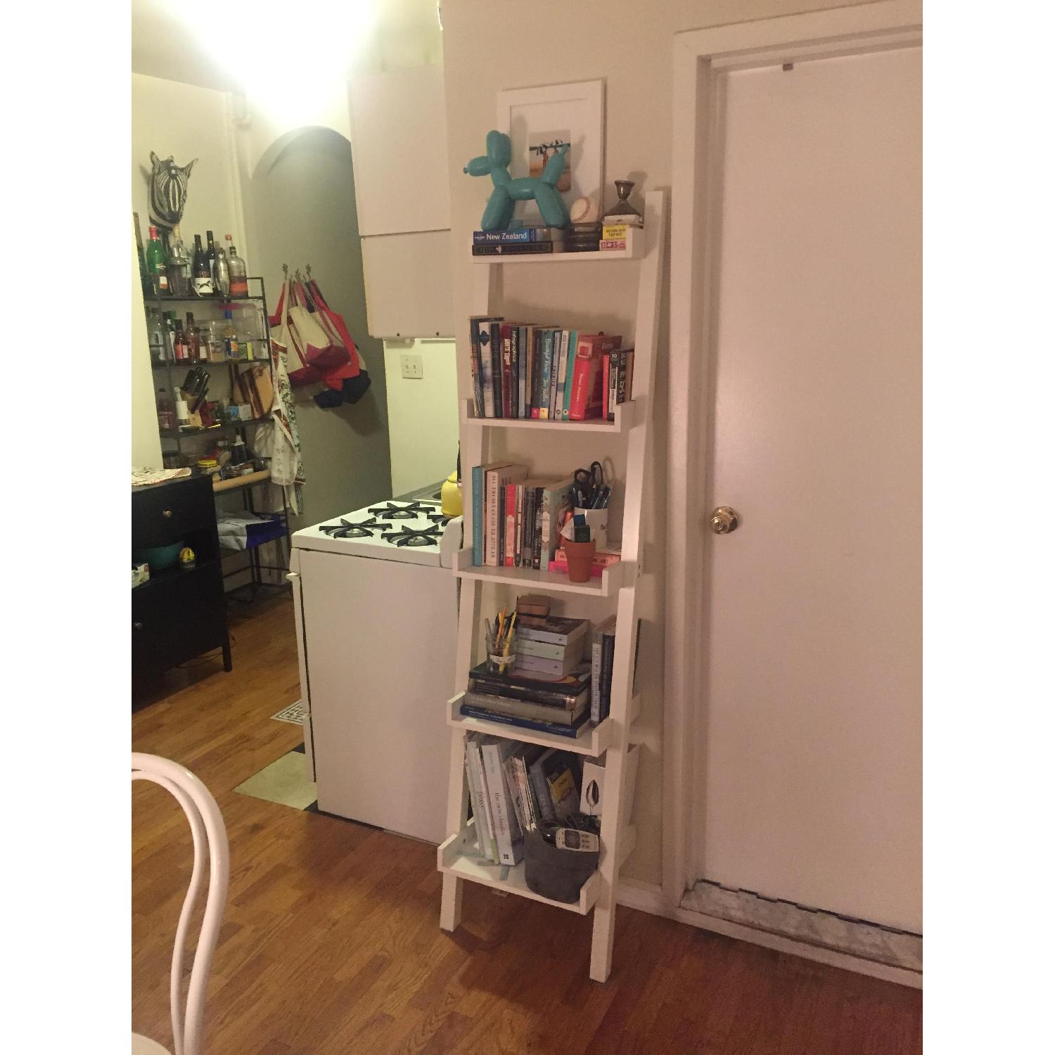 Container Store Leaning Bookshelf in White - AptDeco