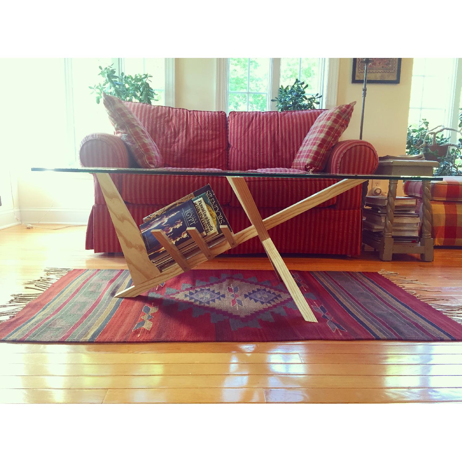 Custom Built Glass Top Coffee Table - AptDeco