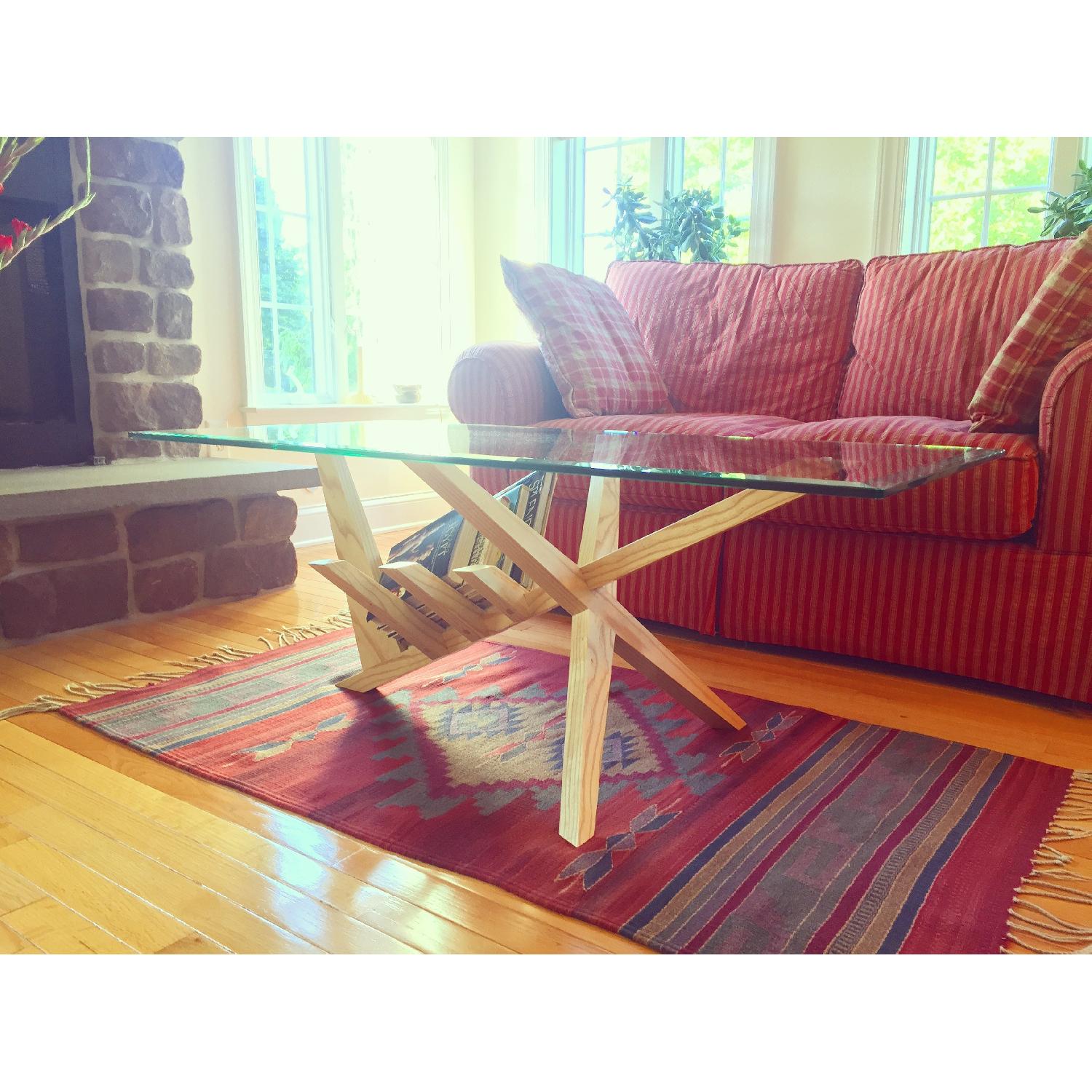 Custom Built Glass Top Coffee Table - AptDeco