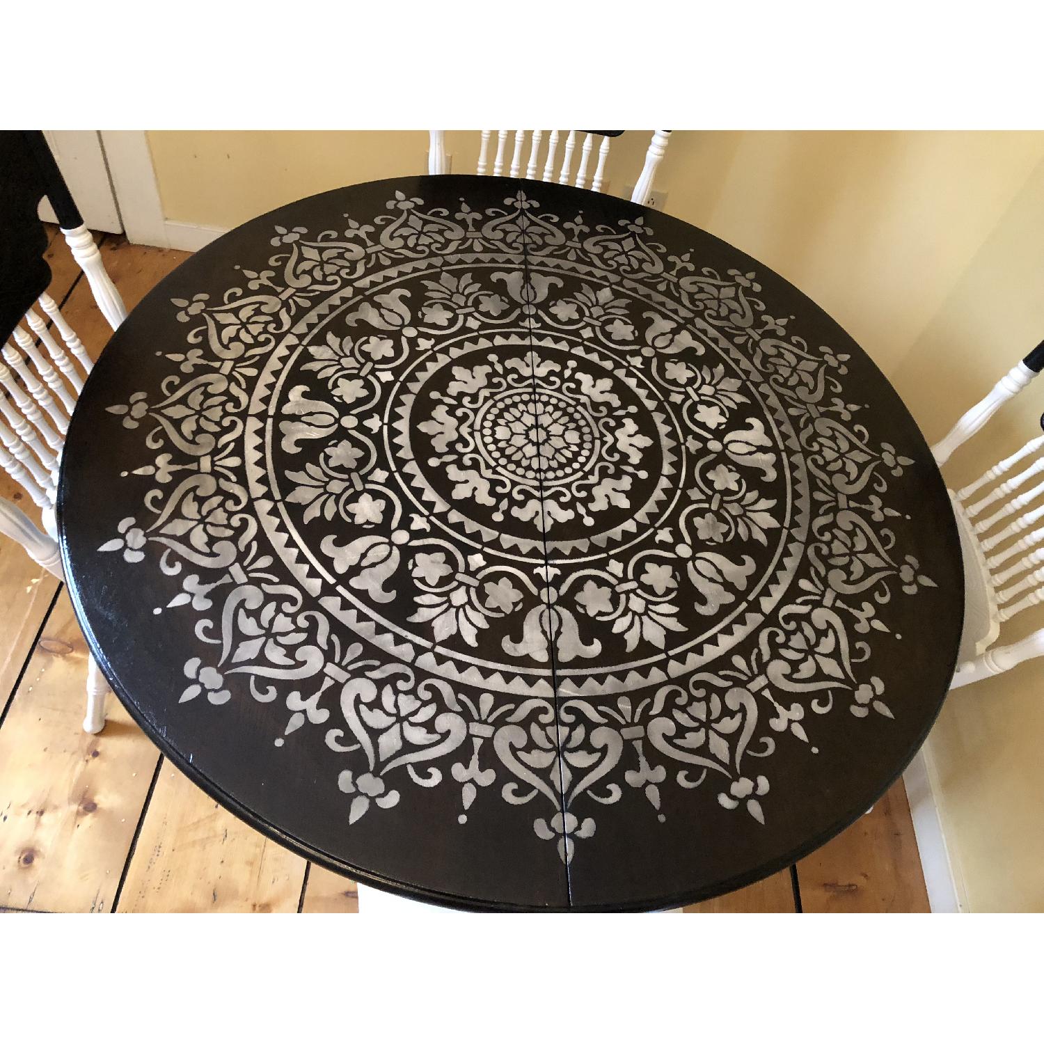 Oneness Prosperity Mandala Top Dining Table w/ 4 Chairs - AptDeco